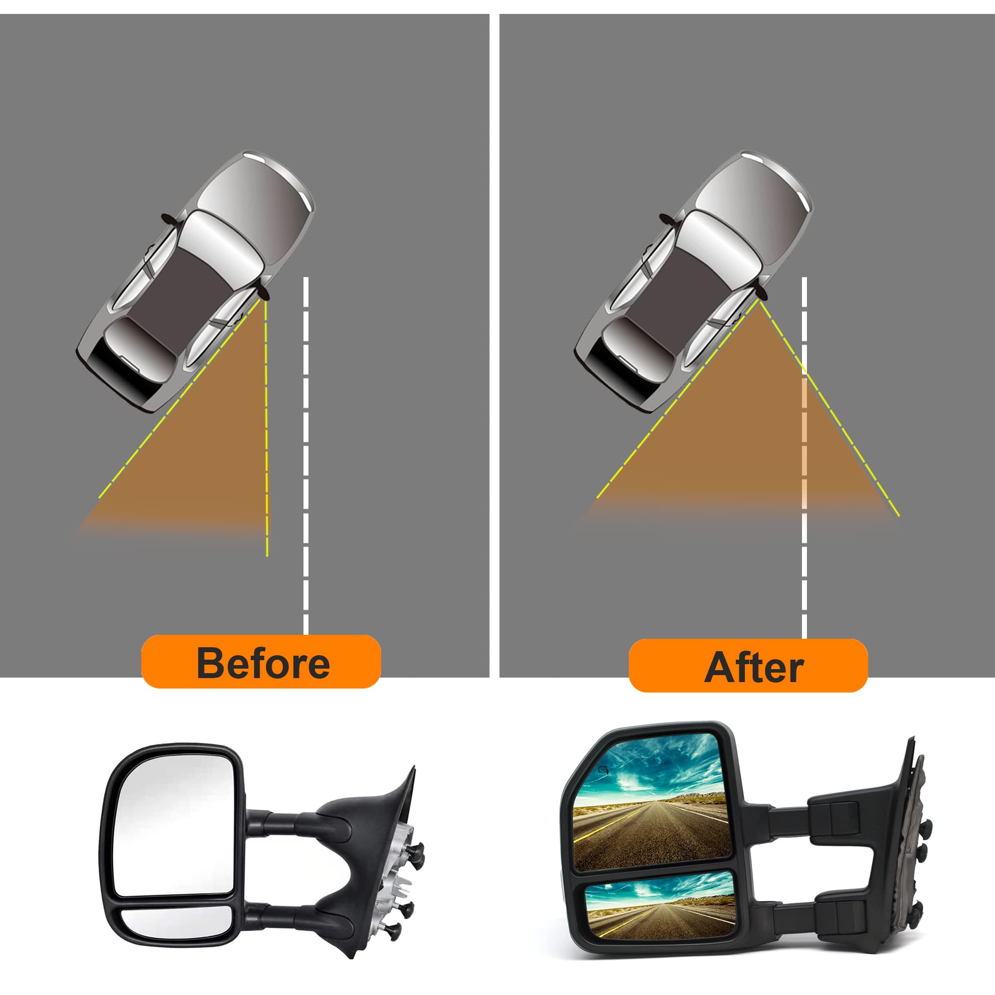 Snapklik.com : Upgrade Style Towing Mirrors Fit For 1999-2016 Ford F250 ...