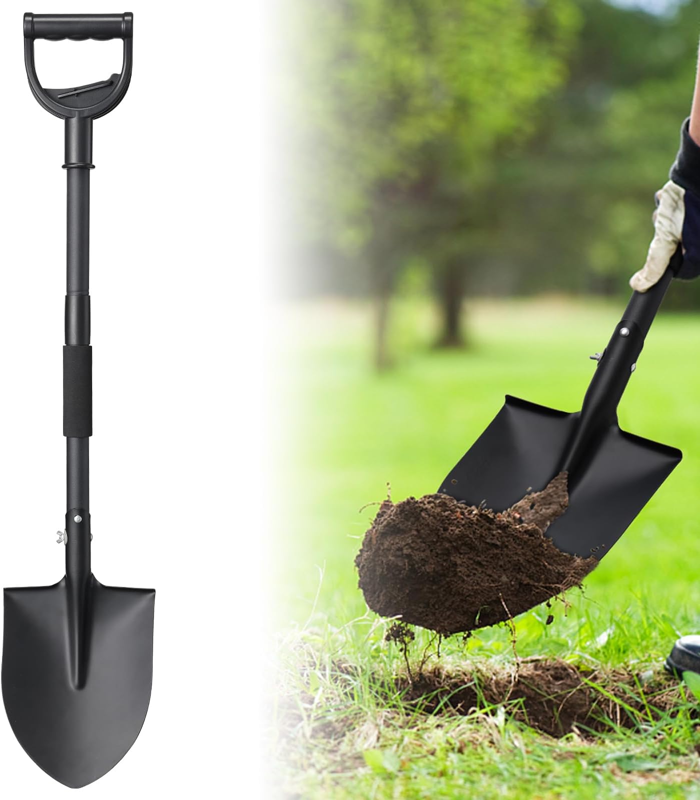 Amazon.com : Shovel for Digging,Round Shovel, Garden Tool with D-Handle ...