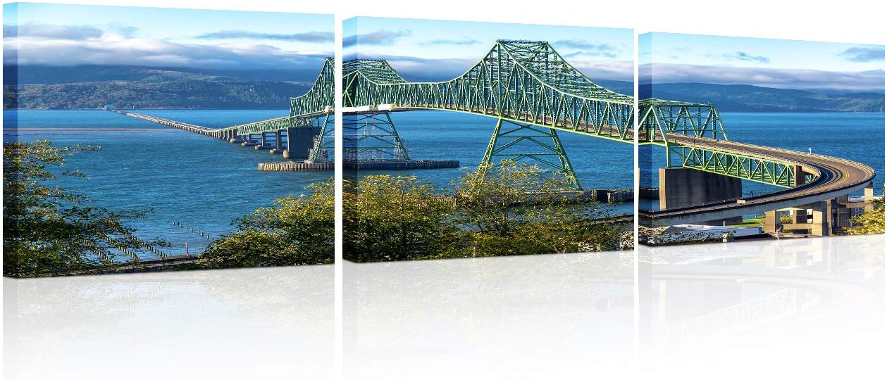 Amazon.com: 3 Panels Bathroom Decor Wall Art Astoria Megler Bridge ...