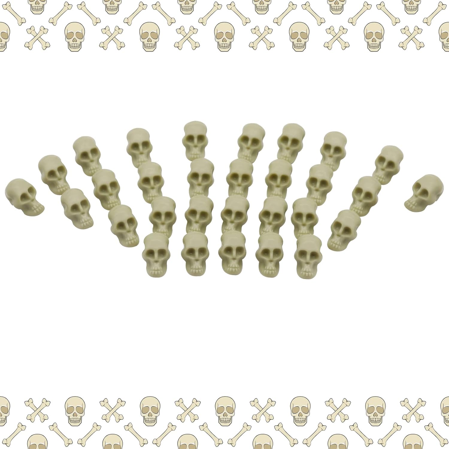 jeufun 30pcs Halloween Mini Skull Head Halloween Figurines Skulls Mini ...