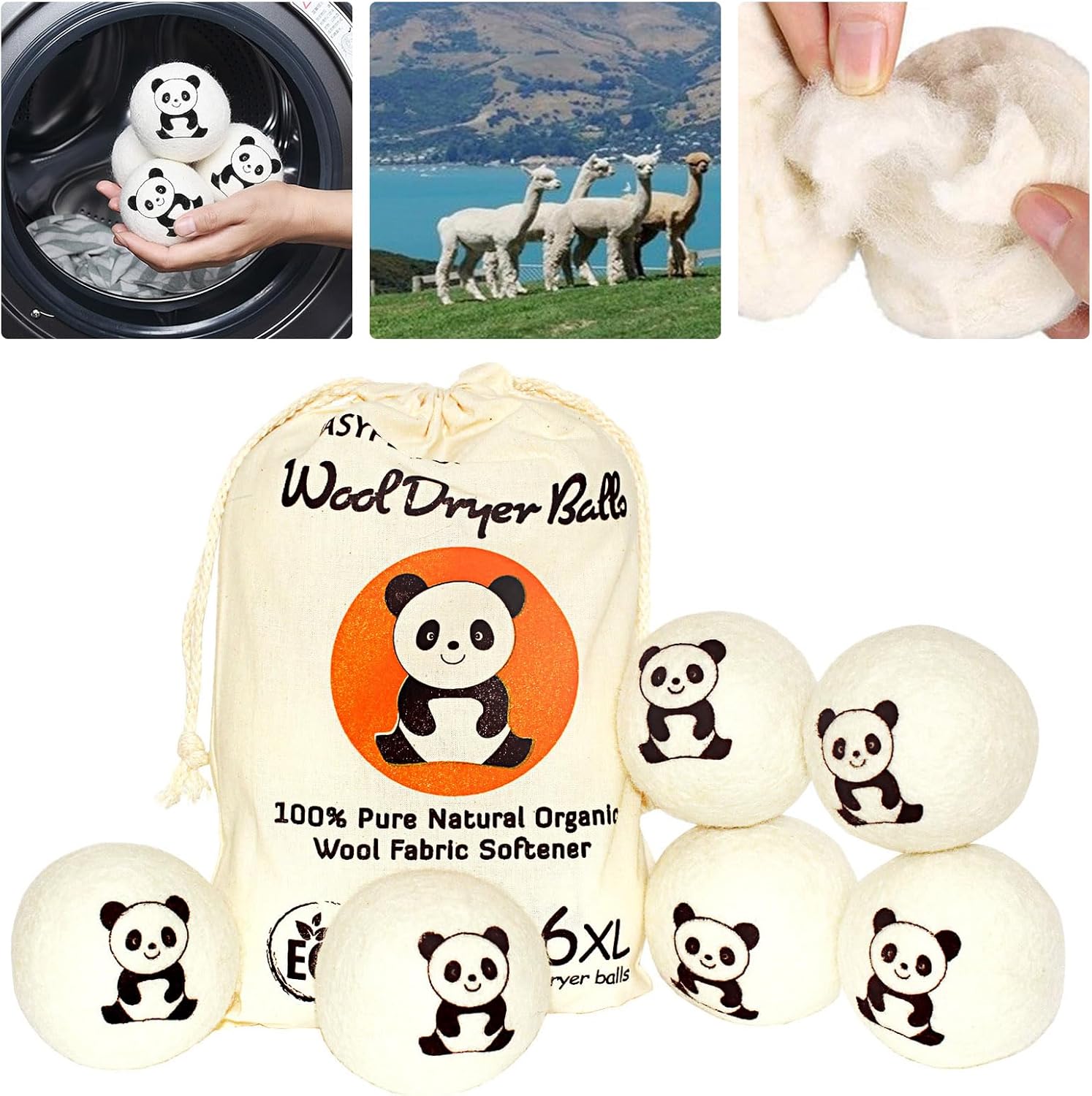 Amazon.com: Wool Dryer Balls Laundry Reusable Fabric Softener Lint ...