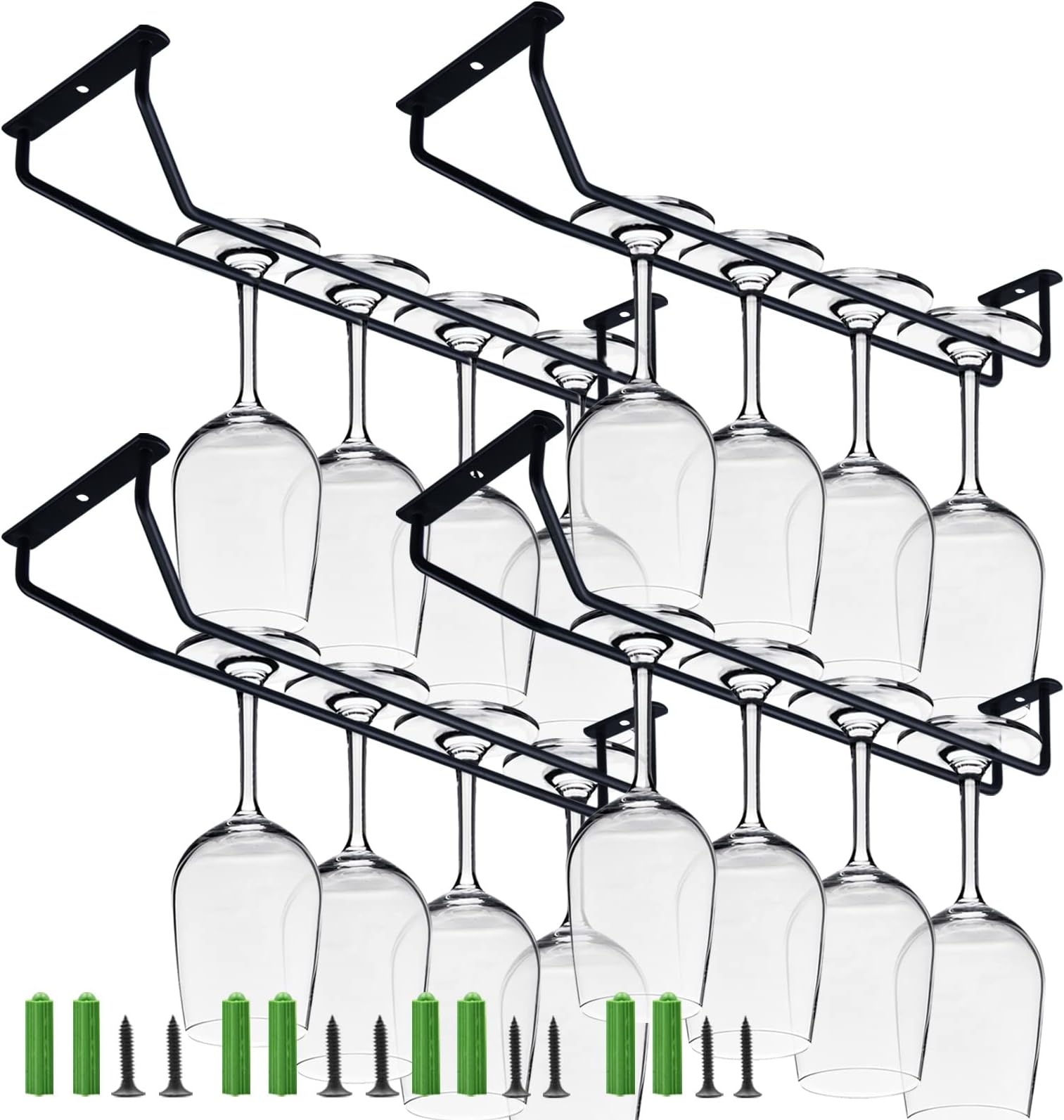 Amazon.com: Milkary 4 Pack Steamware Wine Glass Hanging Rack, Metal ...