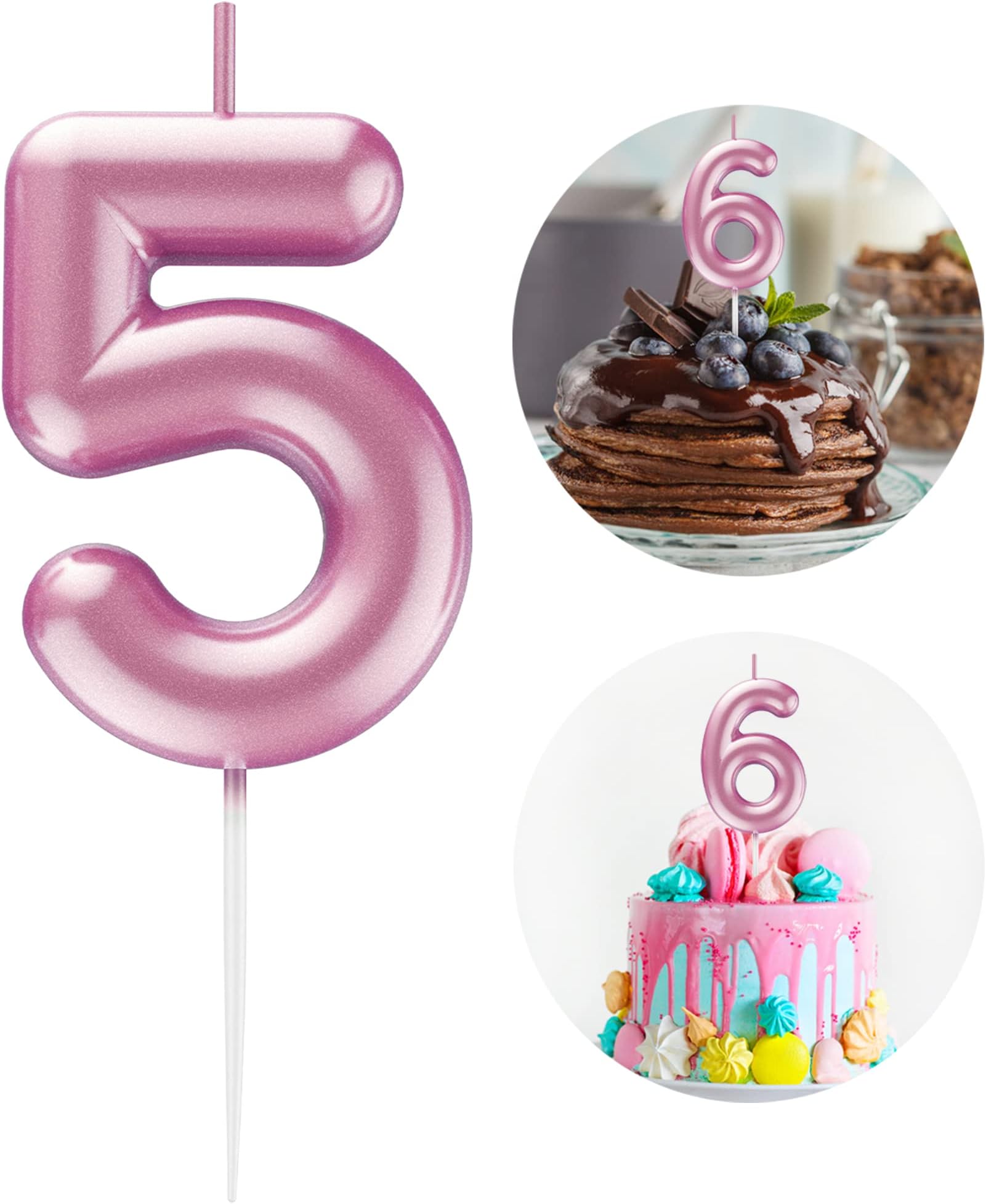 Amazon.com: 5th Birthday Candle Five Years Purple Happy Birthday Number ...