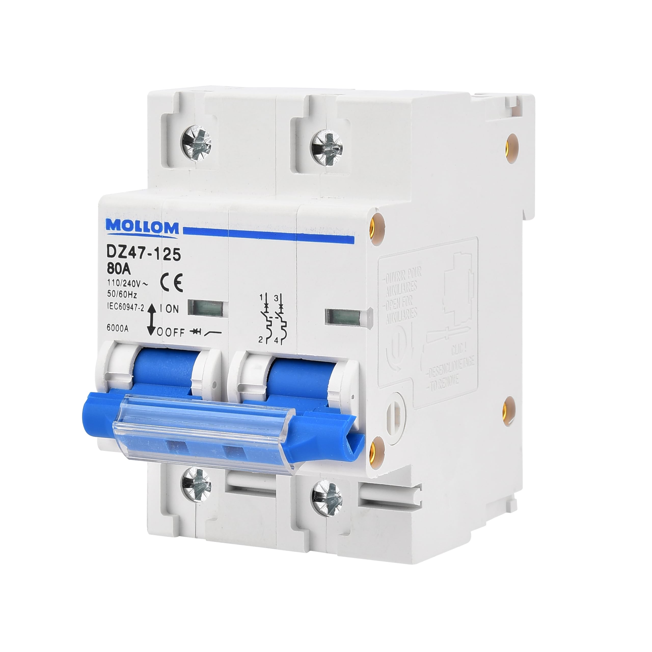 Snapklik.com : AC 2 Pole Miniature Circuit Breaker, 110V-240V 80Amps ...