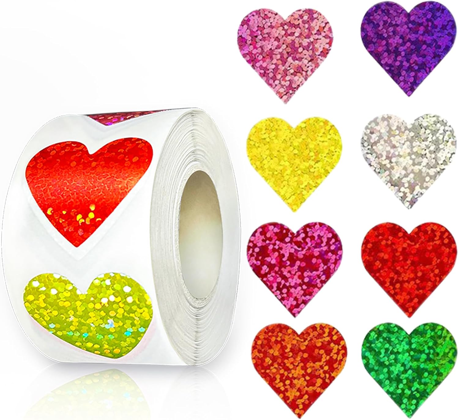 Amazon.com: Glitter Heart Stickers, Foil Shiny 1 Inch Love Incentive ...