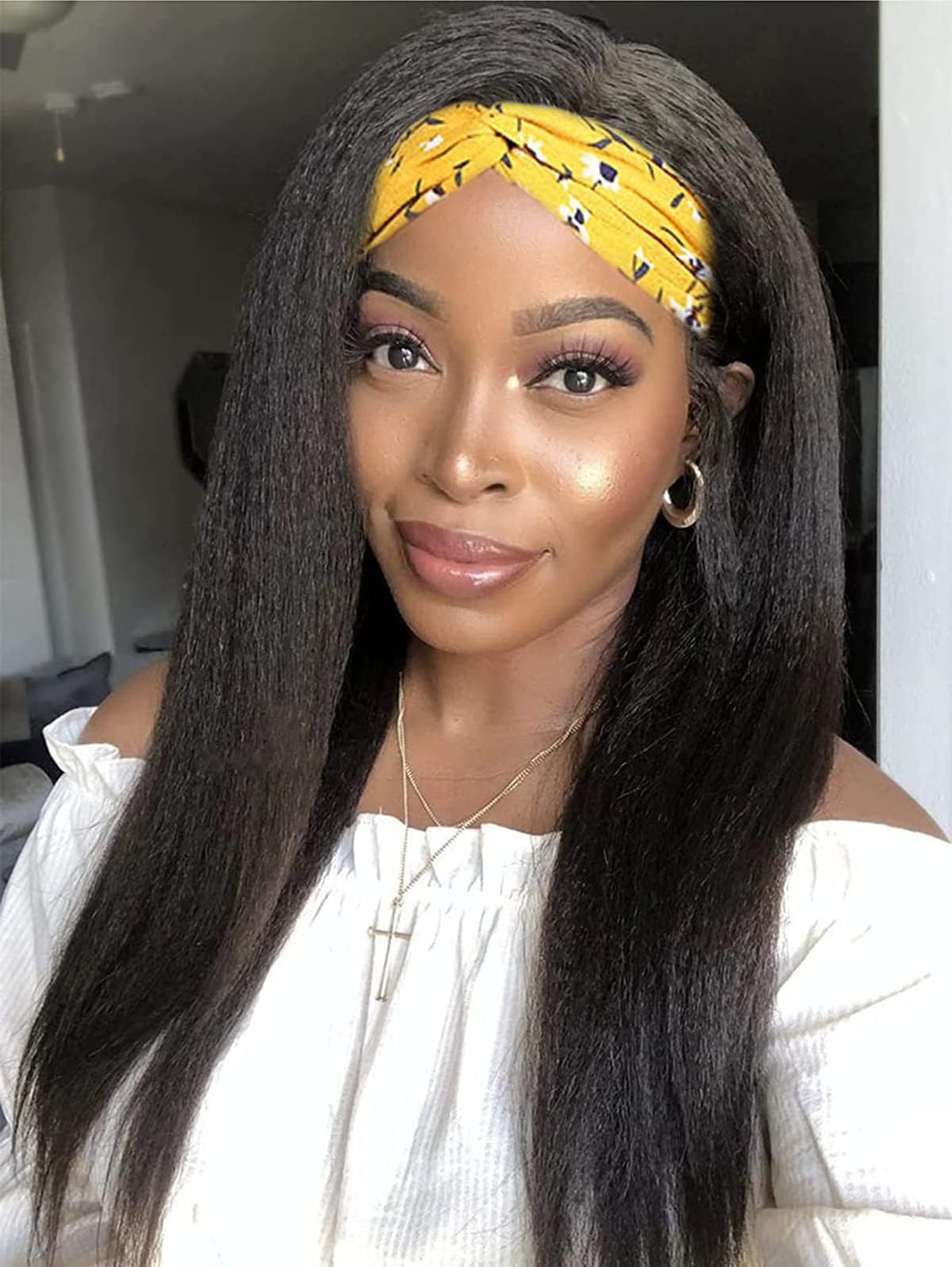 Amazon.com : Yavida 70s Wig Afro Wig Headband Wig Human Hair Afro Curly ...