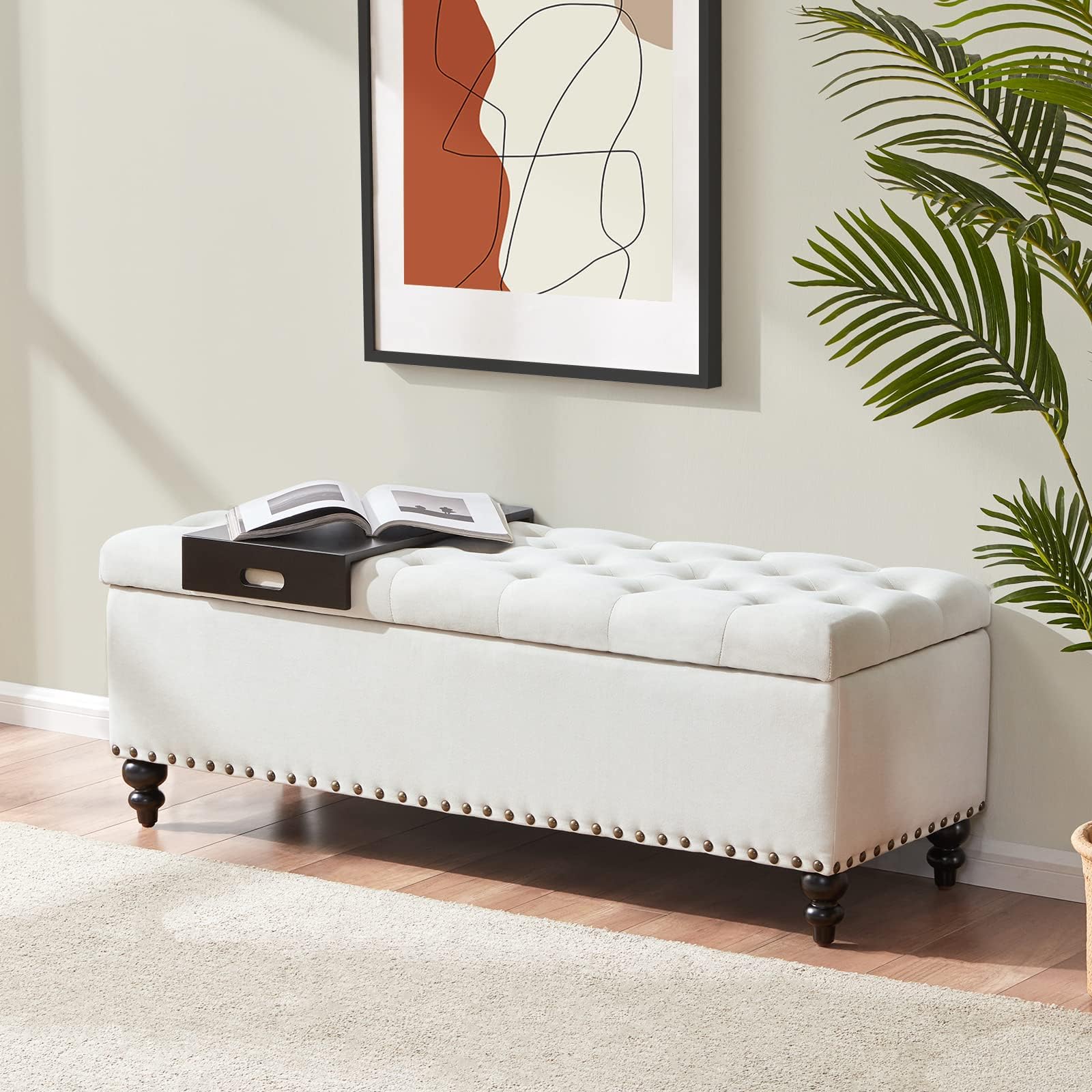 Amazon.com: Baxton Studio Seine Contemporary Storage Ottoman, White ...