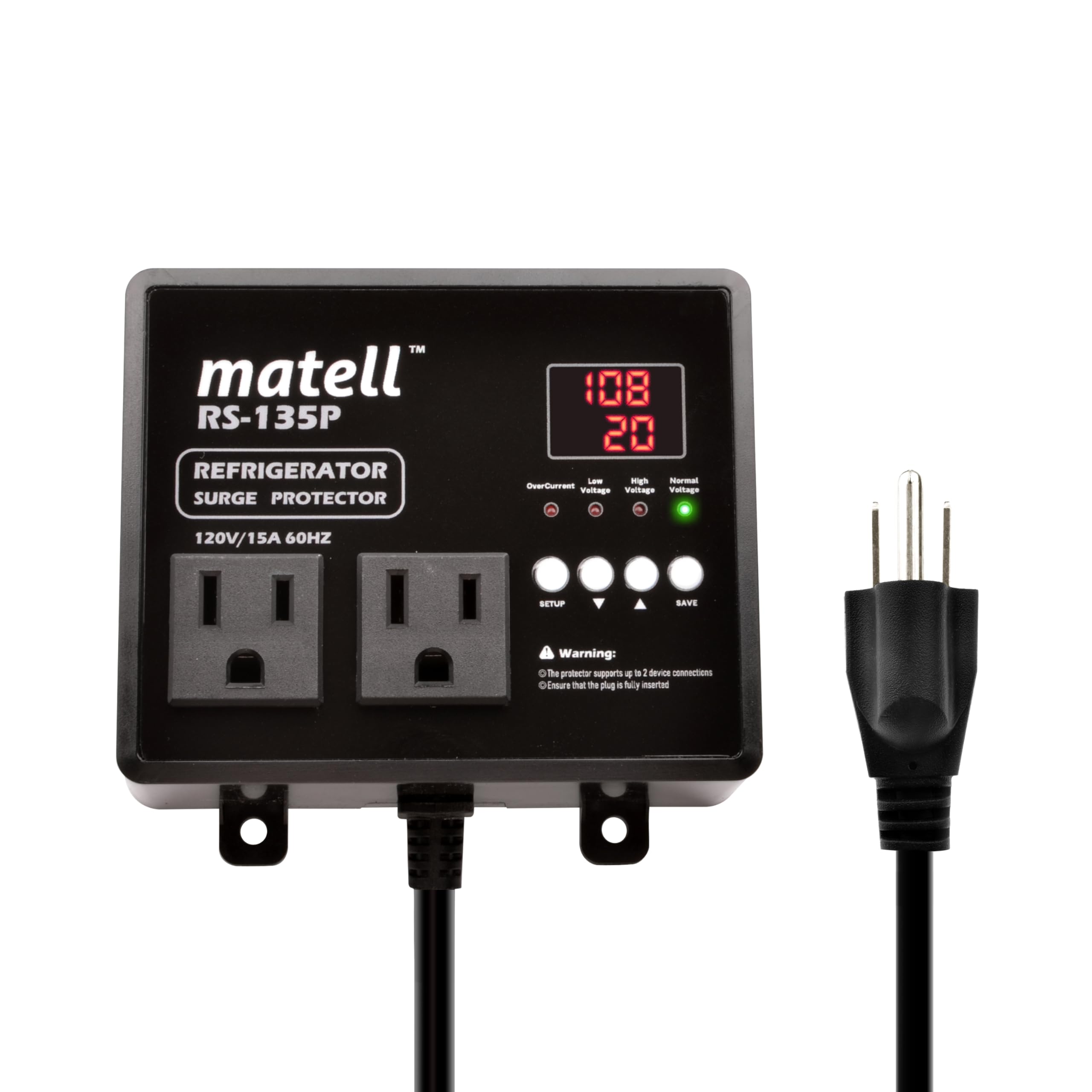 Amazon.com: matell Refrigerator Surge Protector, Double Outlet Voltage ...