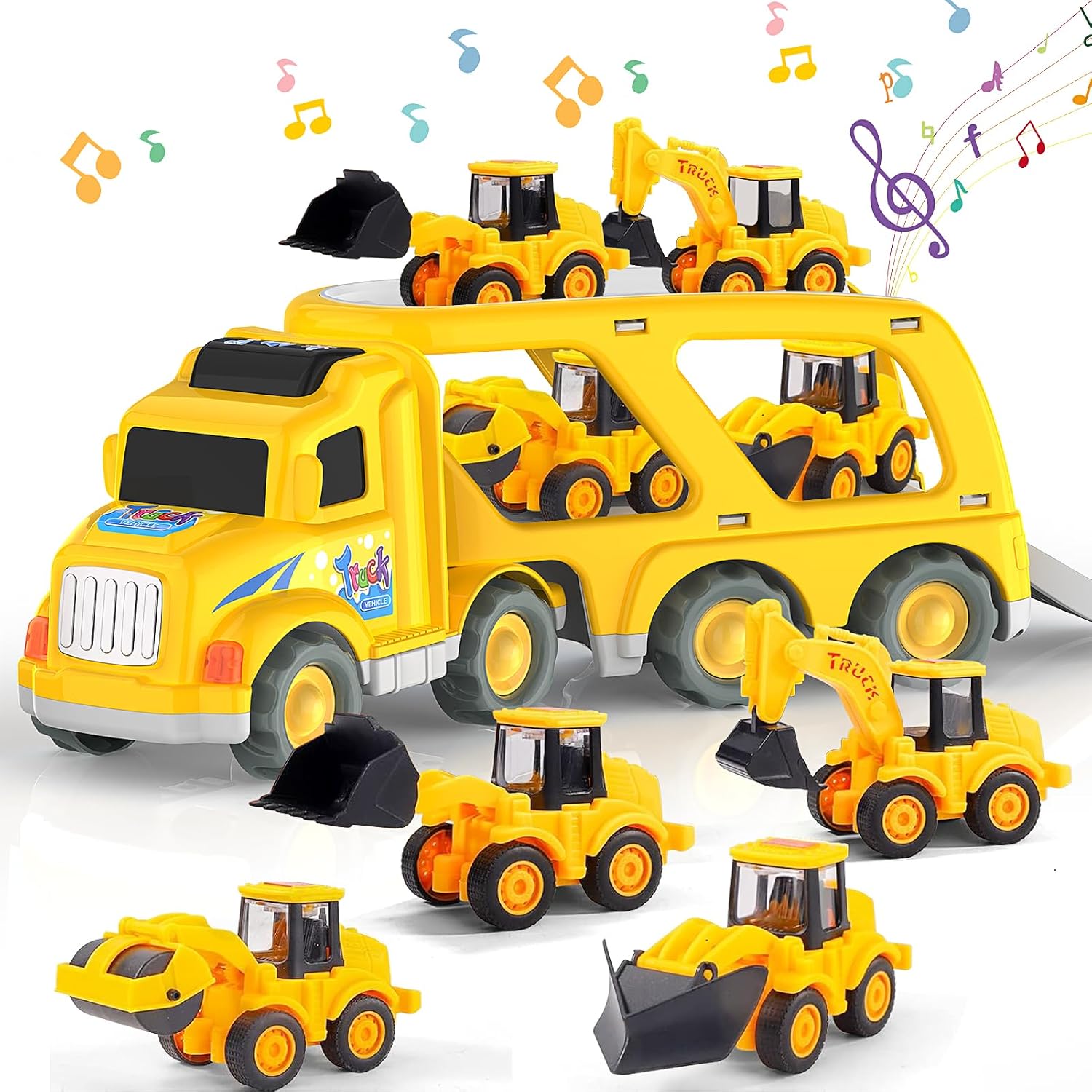Amazon.com: Veslier Construction Truck Toys for Boys Girls Age 1 2 3 4 ...