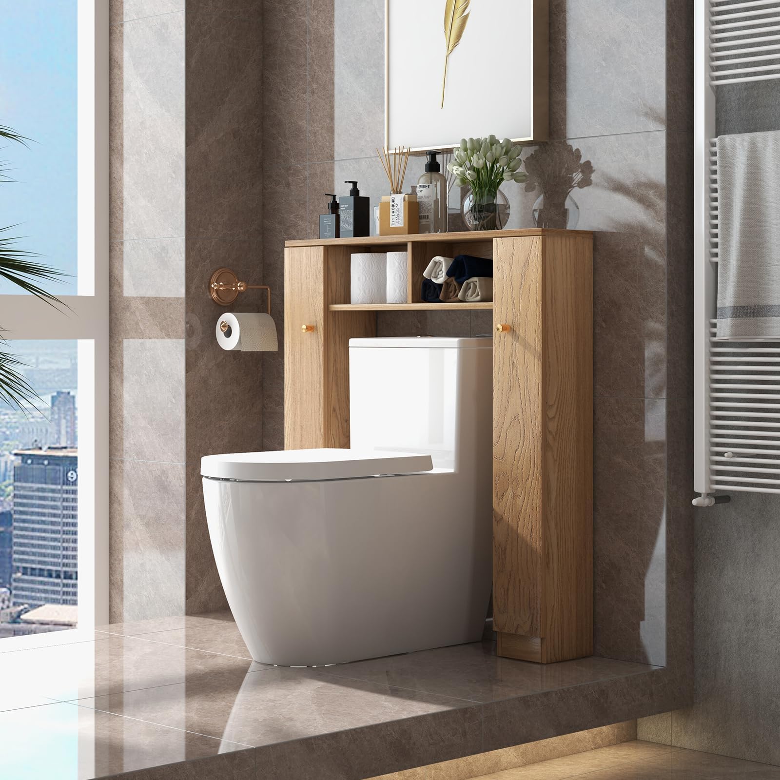 GOPLUS Meuble WC Étagère au-Dessus des Toilettes, Organisateur de ...