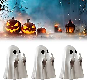 Amazon.com: Atlodas Middle Finger Cute Ghost Statue, Mini Ghosts Small ...