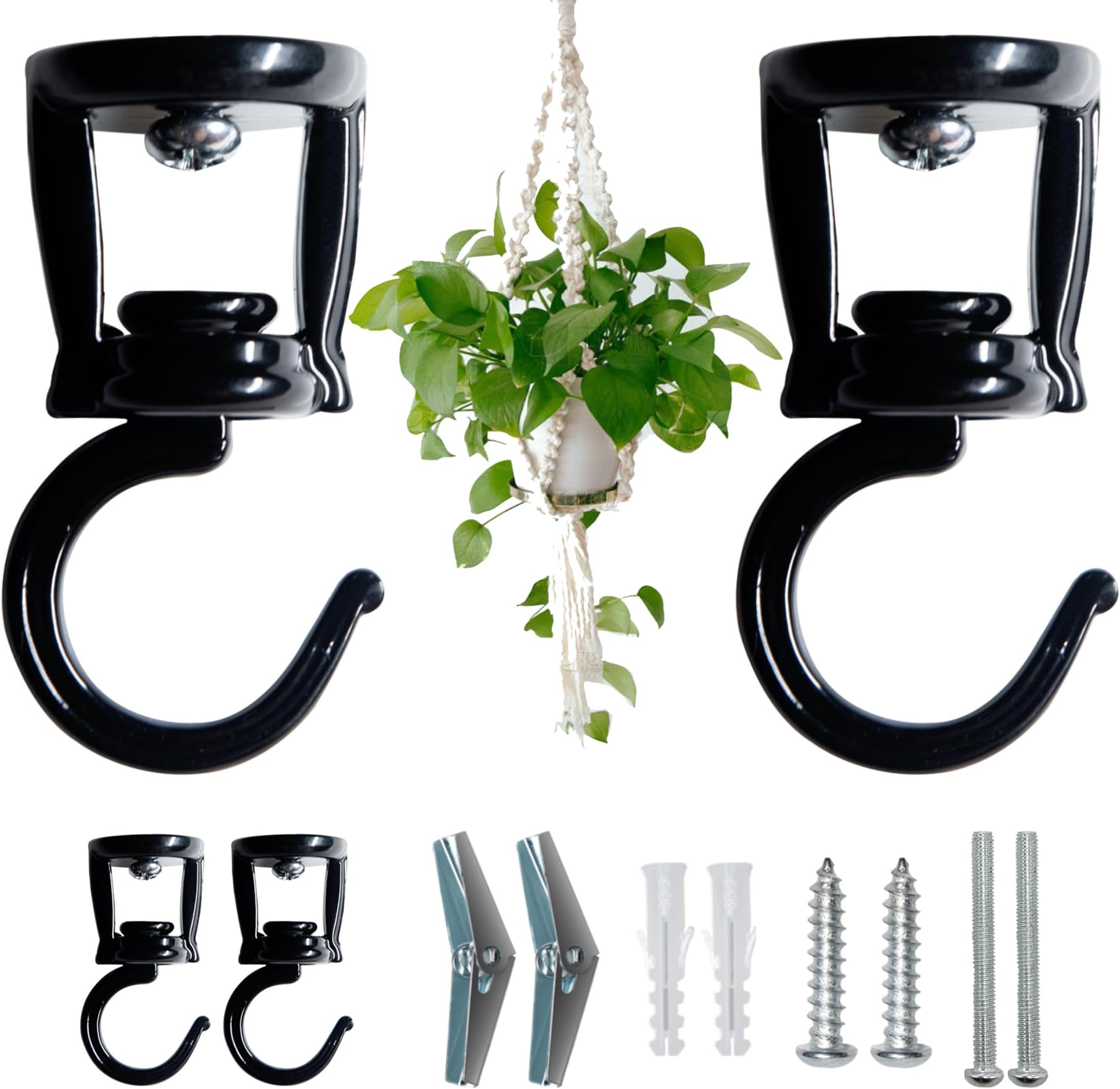Amazon.com: ONIKK Ceiling Hooks for Hanging Plants (2 PCS Black),Heavy ...