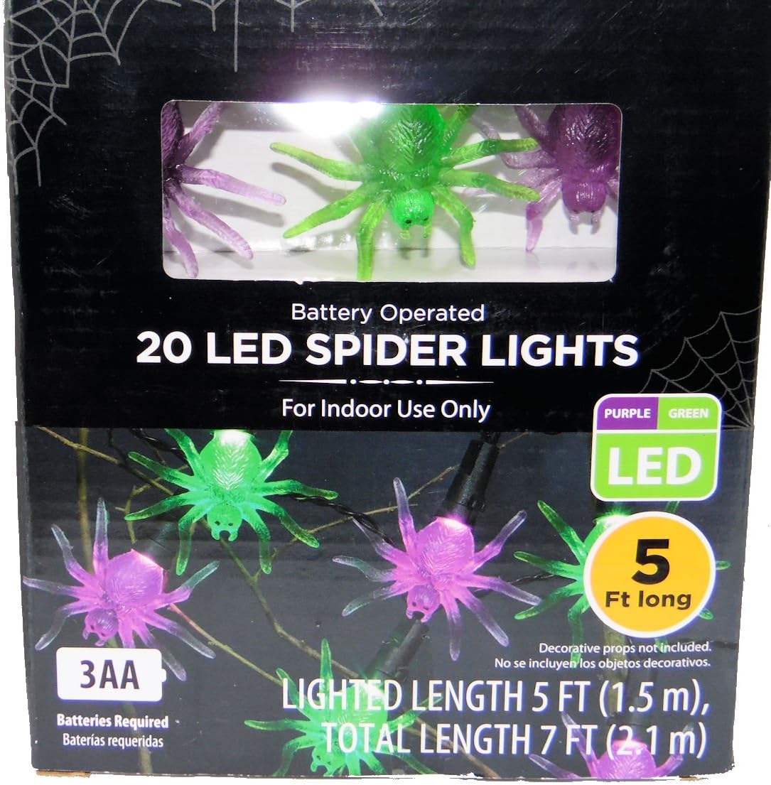 Amazon.com : WM Halloween LED Spiders, Purple and Green Light Set, 20 ...