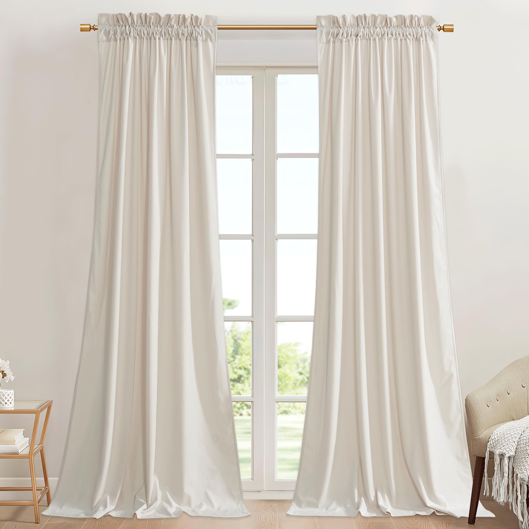 Amazon.com: StangH 90 inches Beige Curtains for Nursery Bedroom Soft ...