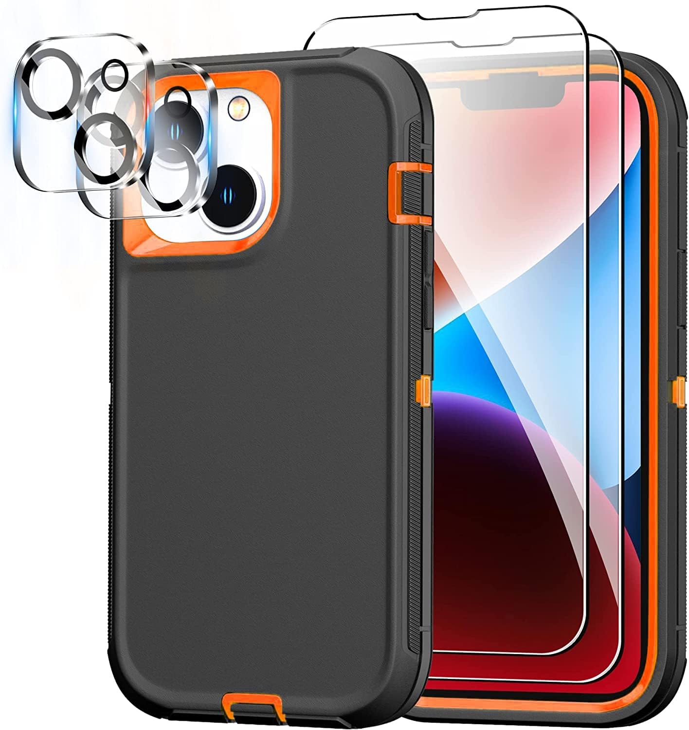 Amazon.com: Designed for iPhone 14 Case with 2 x Tempered Glass Screen ...