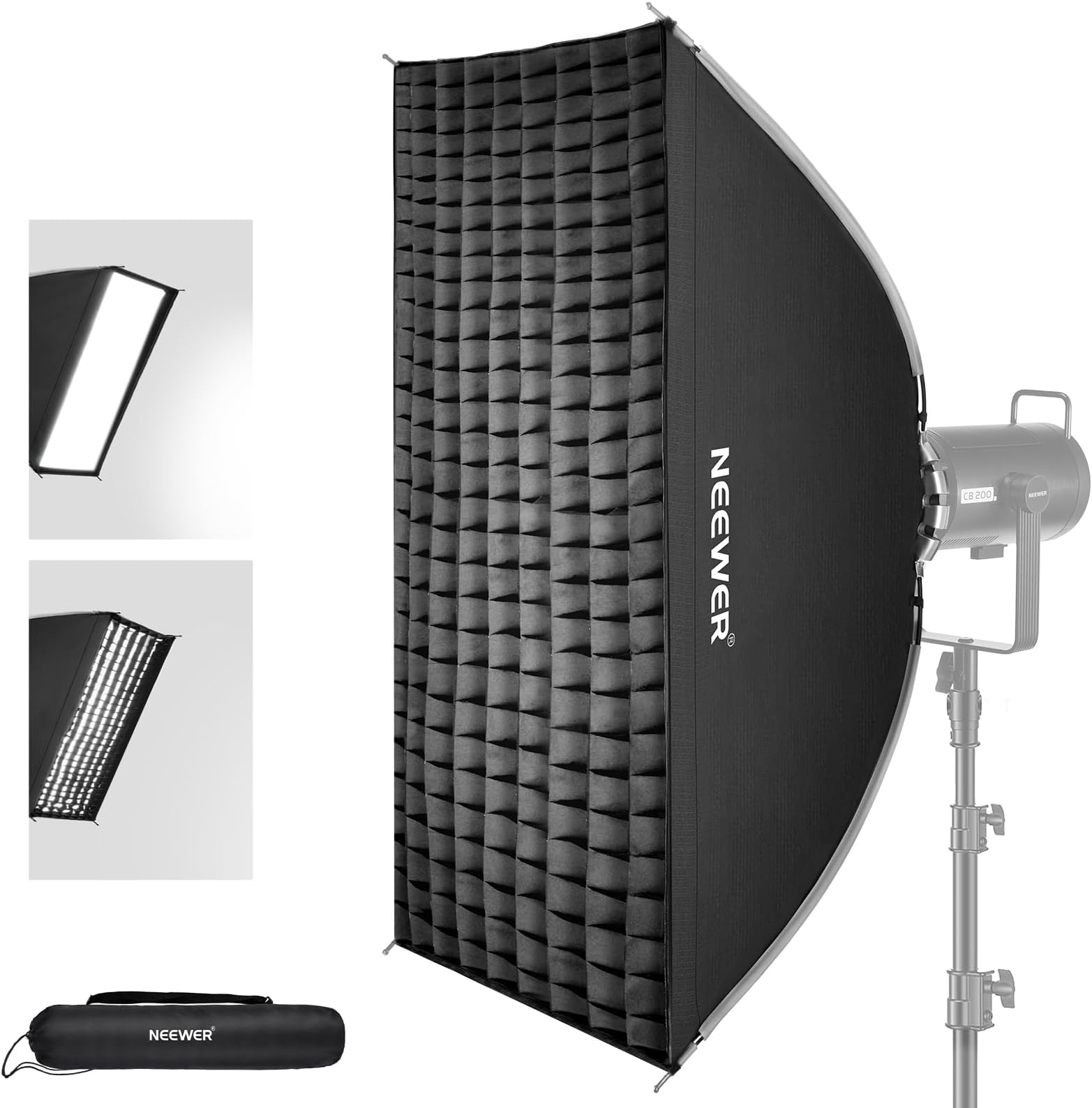 NEEWER 24"x35" Quick Setup Foldable Rectangular Strip Softbox Bowens Mount with Diffusers ...