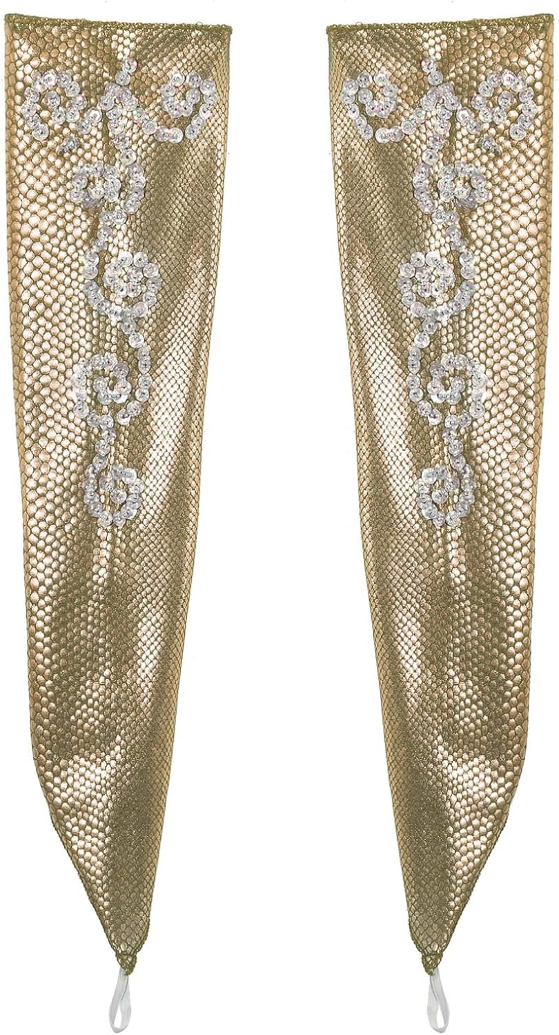 Amazon.com: Freebily Womens Shiny Sequins Elbow Length Oversleeves ...