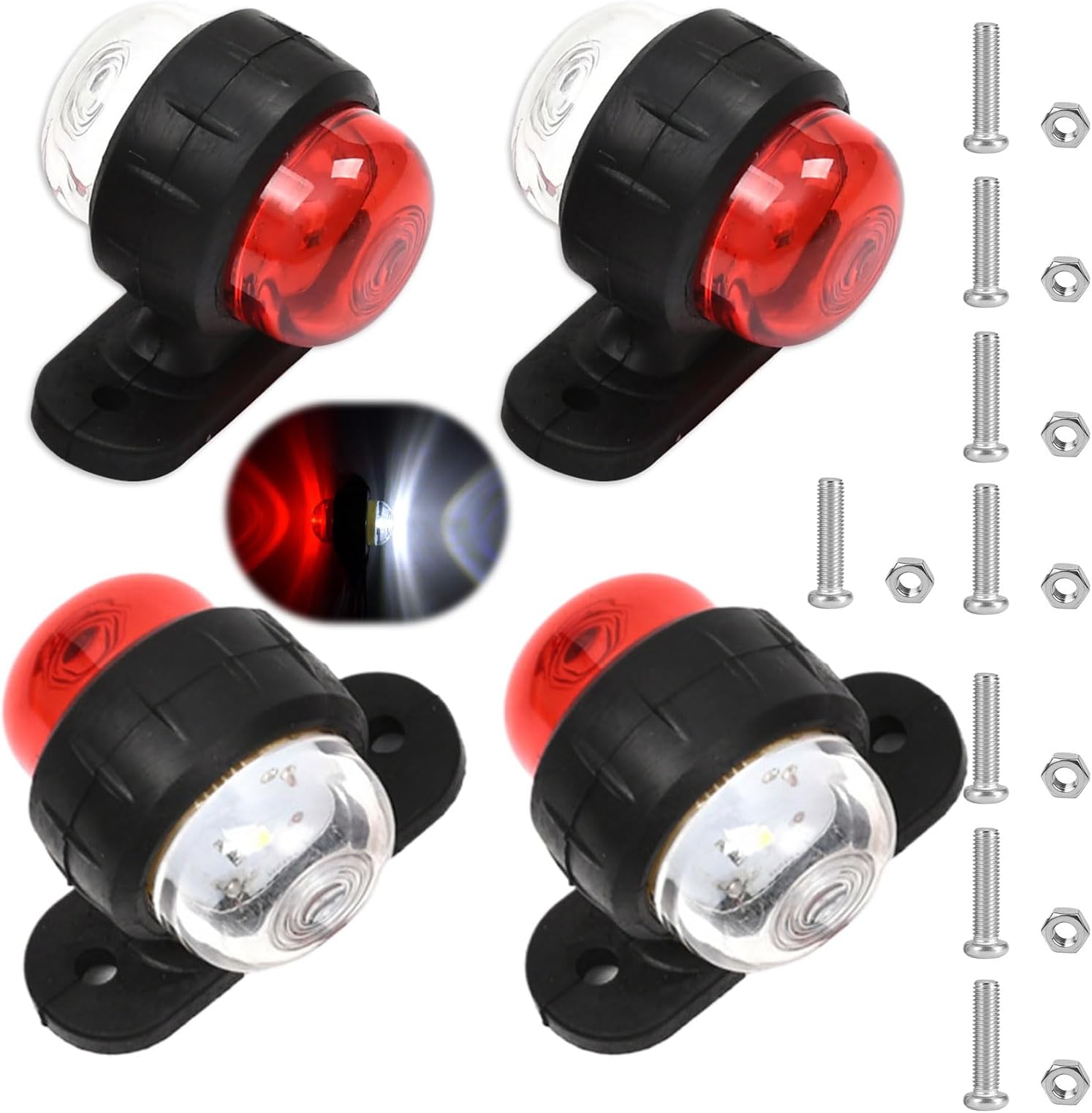 2 x LED SMD RED WHITE AMBER SIDE RUBBER INDICATOR MARKER LIGHTS STALK ...