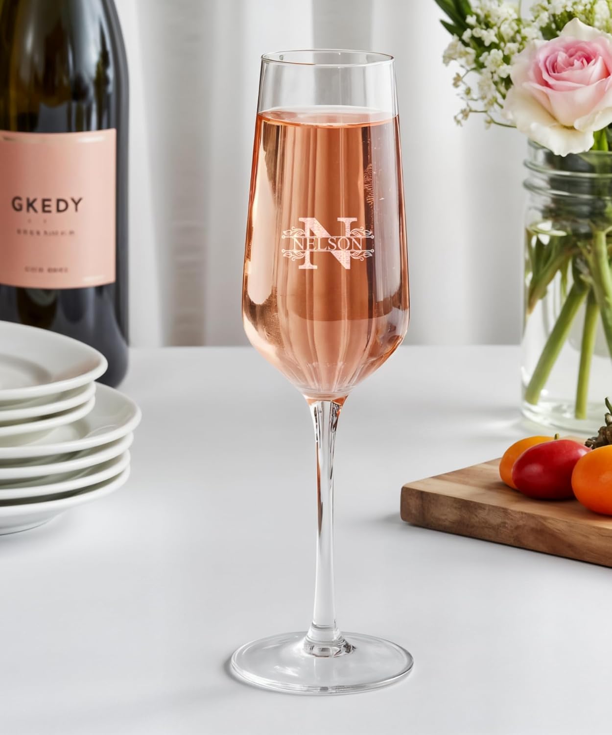 Amazon.com | CraftZen Personalized Champagne Glass, Customized Etched ...