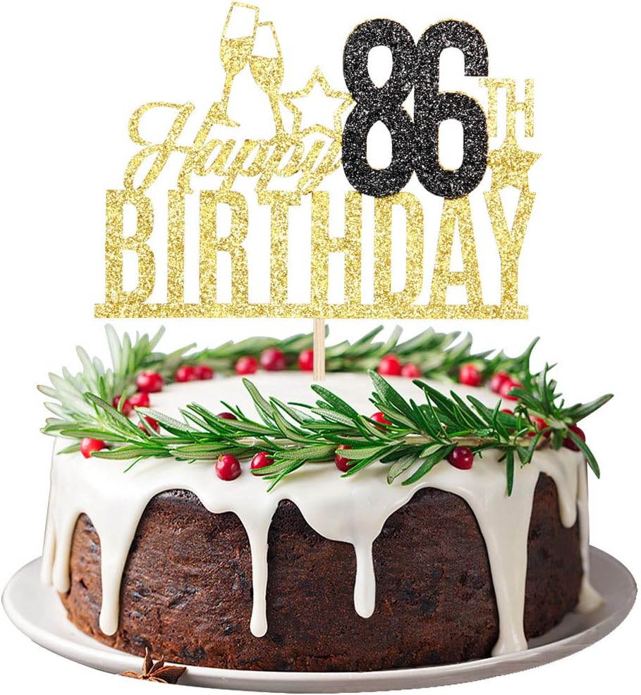Happy 86th Birthday Cake Topper - Eighty six-year-old Cake Topper, 86th ...