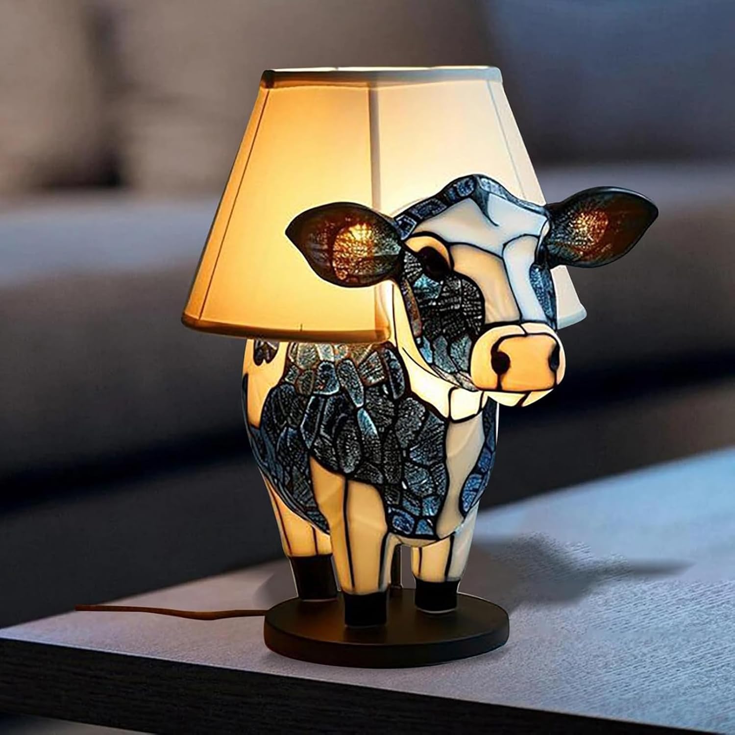 Yevheniy Highland Cow Resin Table Lamp - Cute 3D Animal Night Light ...