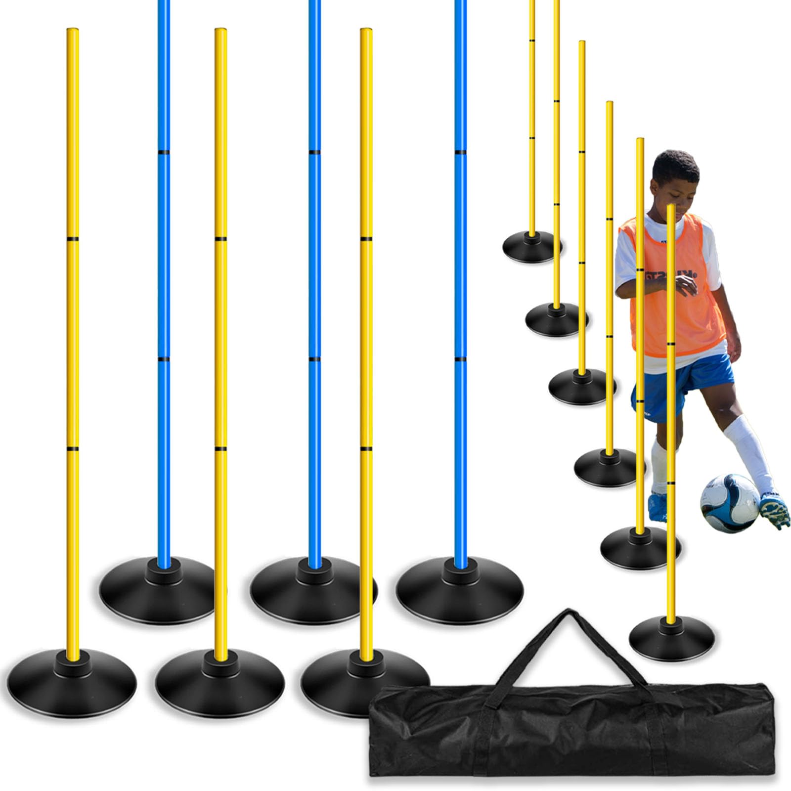 Agility Training Poles Set (Spike/Water/Rubber Base with 3.3ft/1m to 4 ...