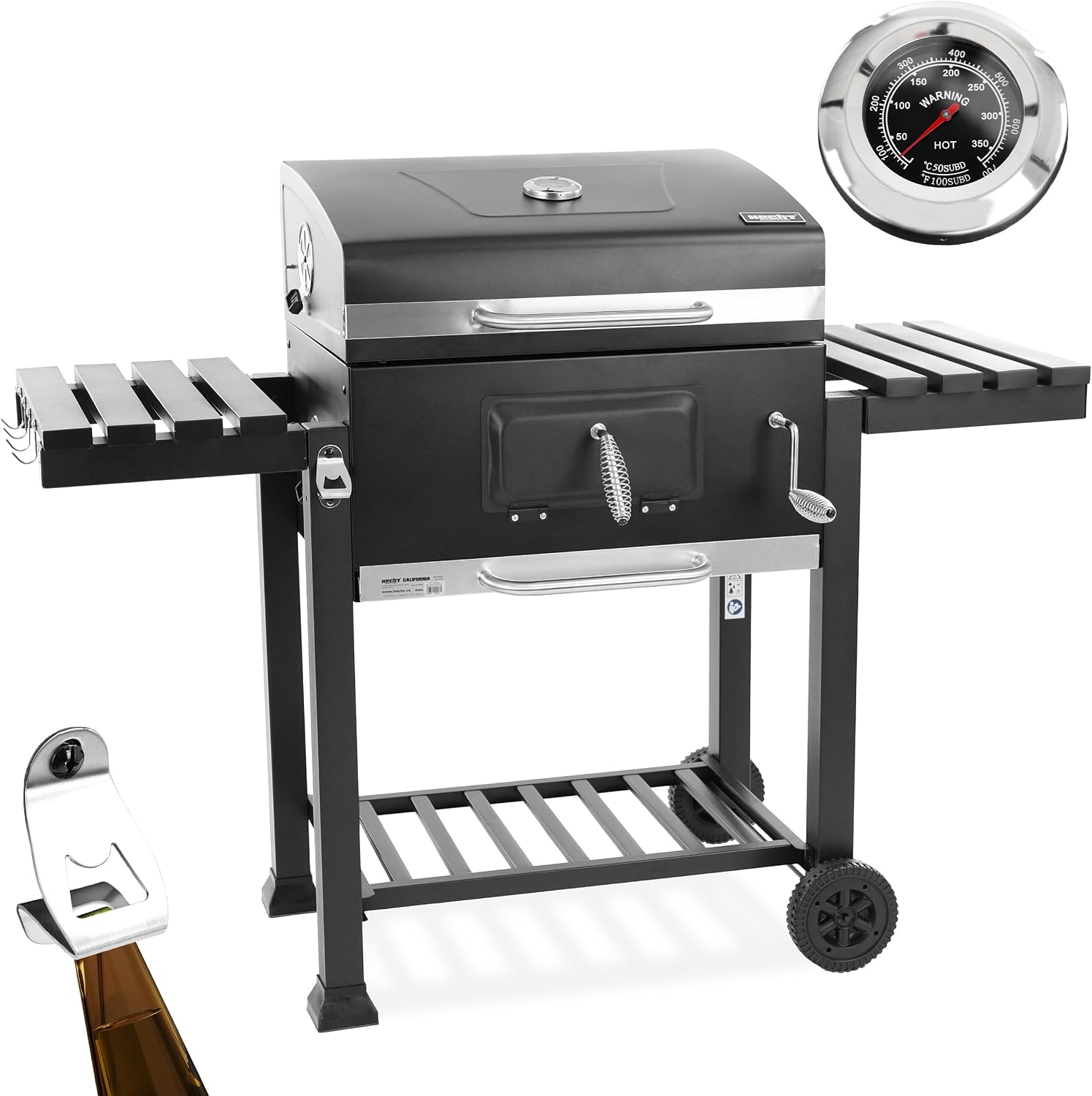 HECHT Grill Holzkohlengrill mit Grillrost – XXL BBQ Grill mit Deckel ...