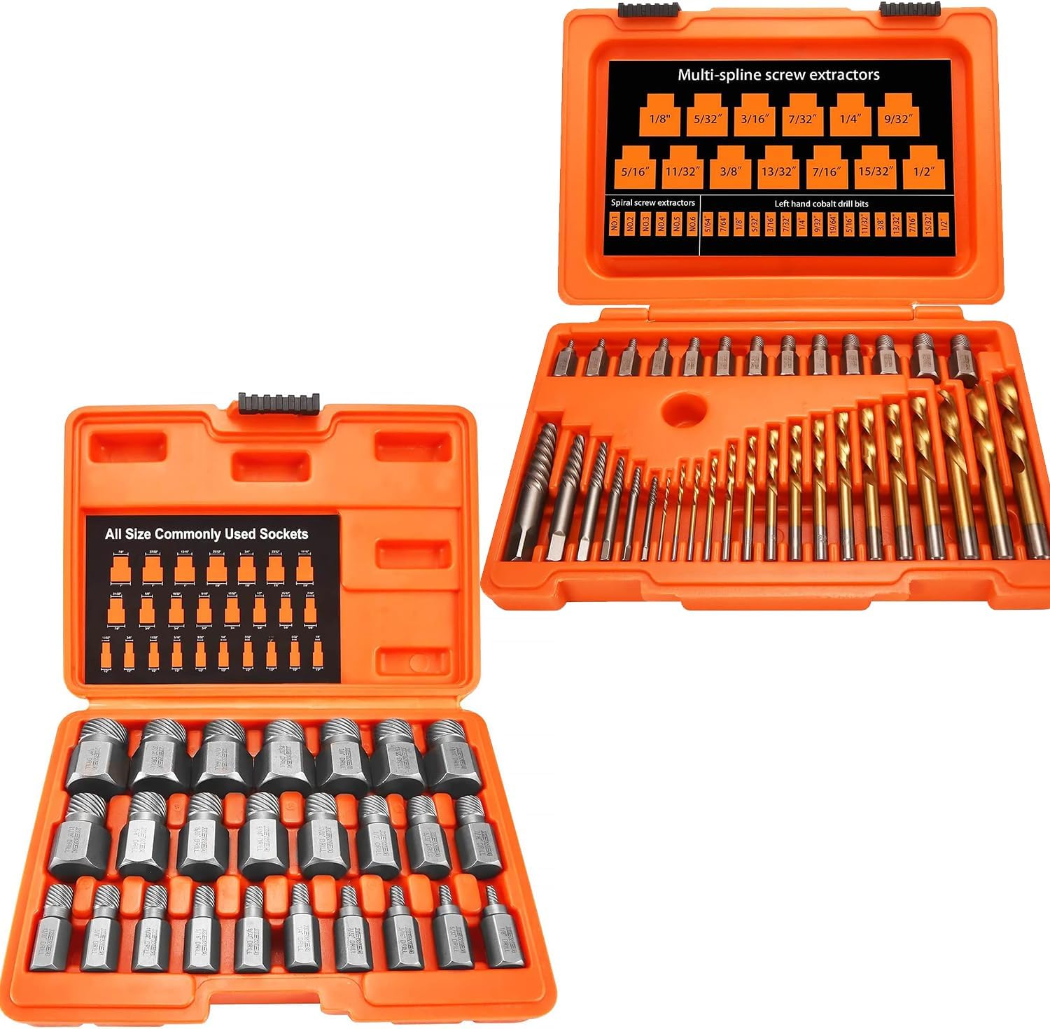 XEWEA 25Pcs Easy Out Set + 35PCS Screw Bolt and Left Hand Drill Set ...
