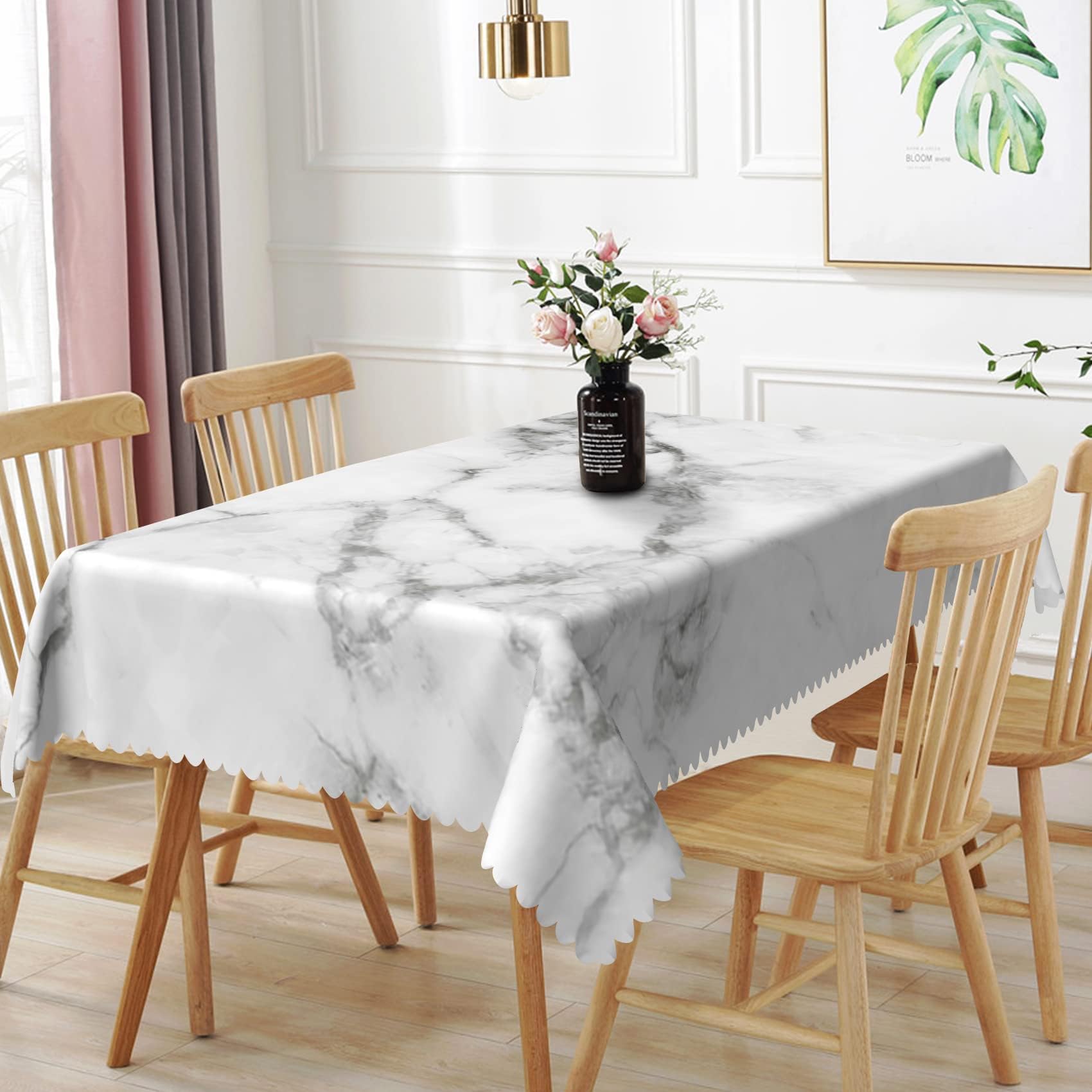 Amazon.com: TTQYFNM 54x108inches White Marble Tablecloth Abstract Black ...