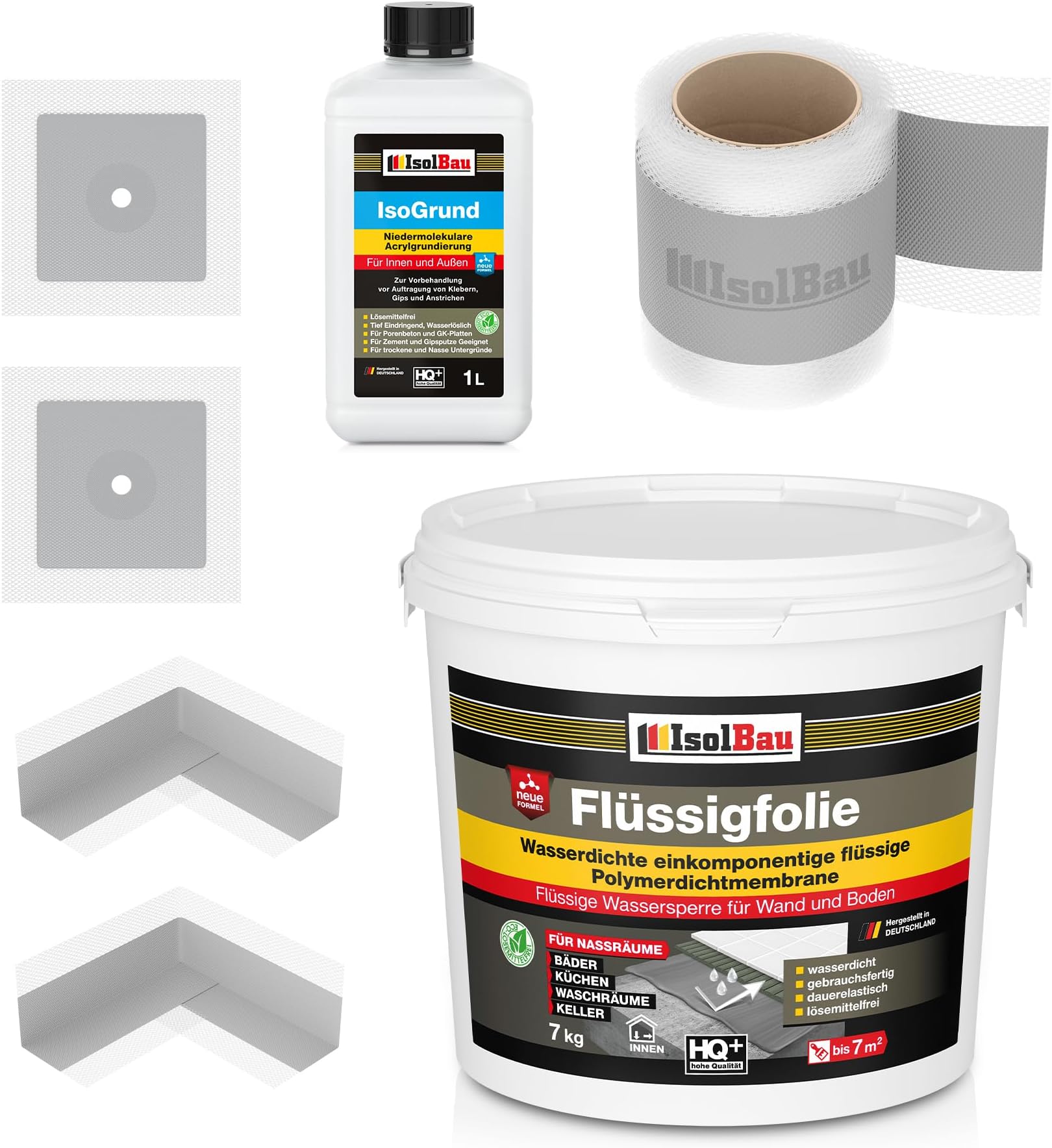 Isolbau Kit d'Étanchéité 7 kg pour Douche de Salle de Bain - Film ...