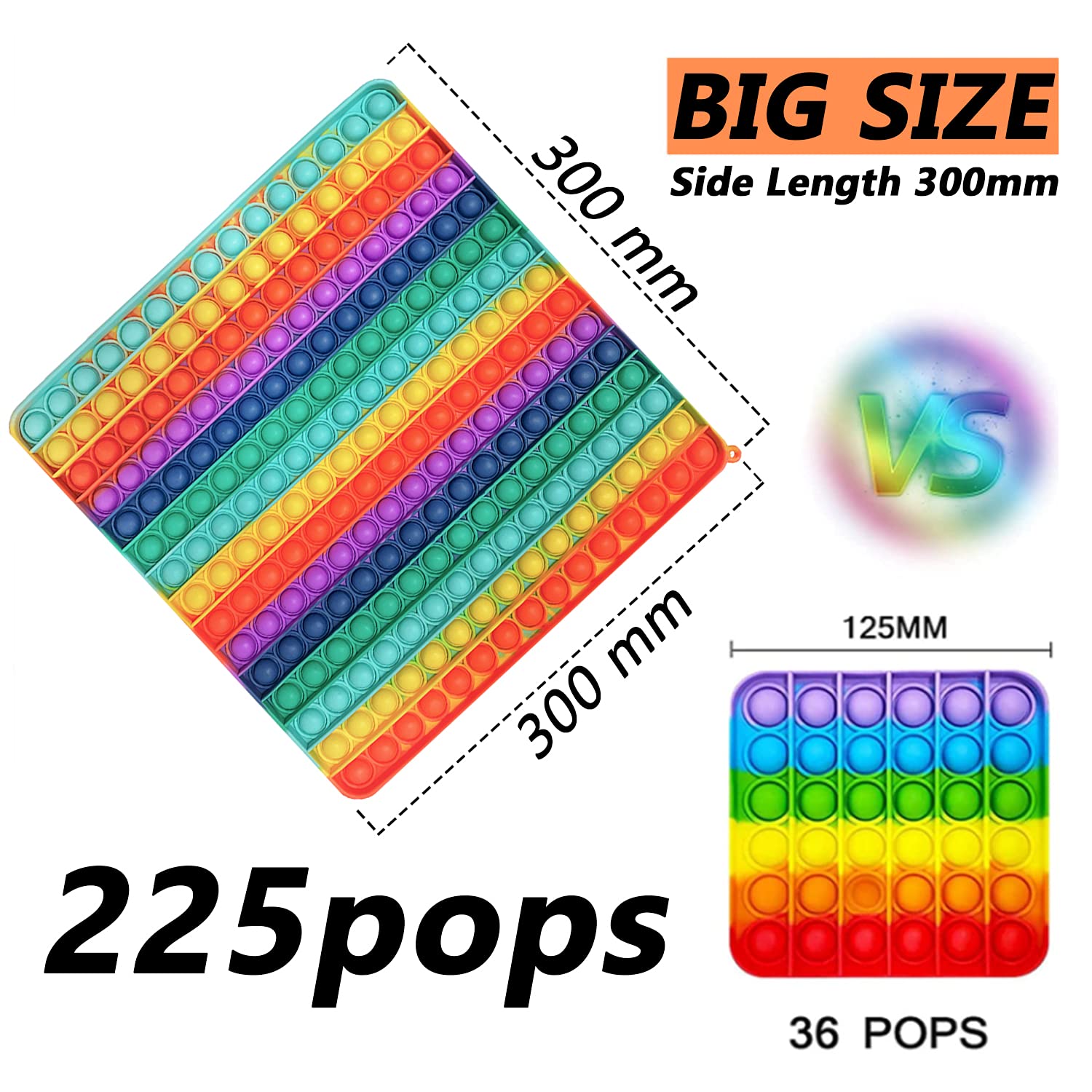 Rainbow Jumbo Push Popping Fidget Toy, 300mm Large Push Popp Bubble ...