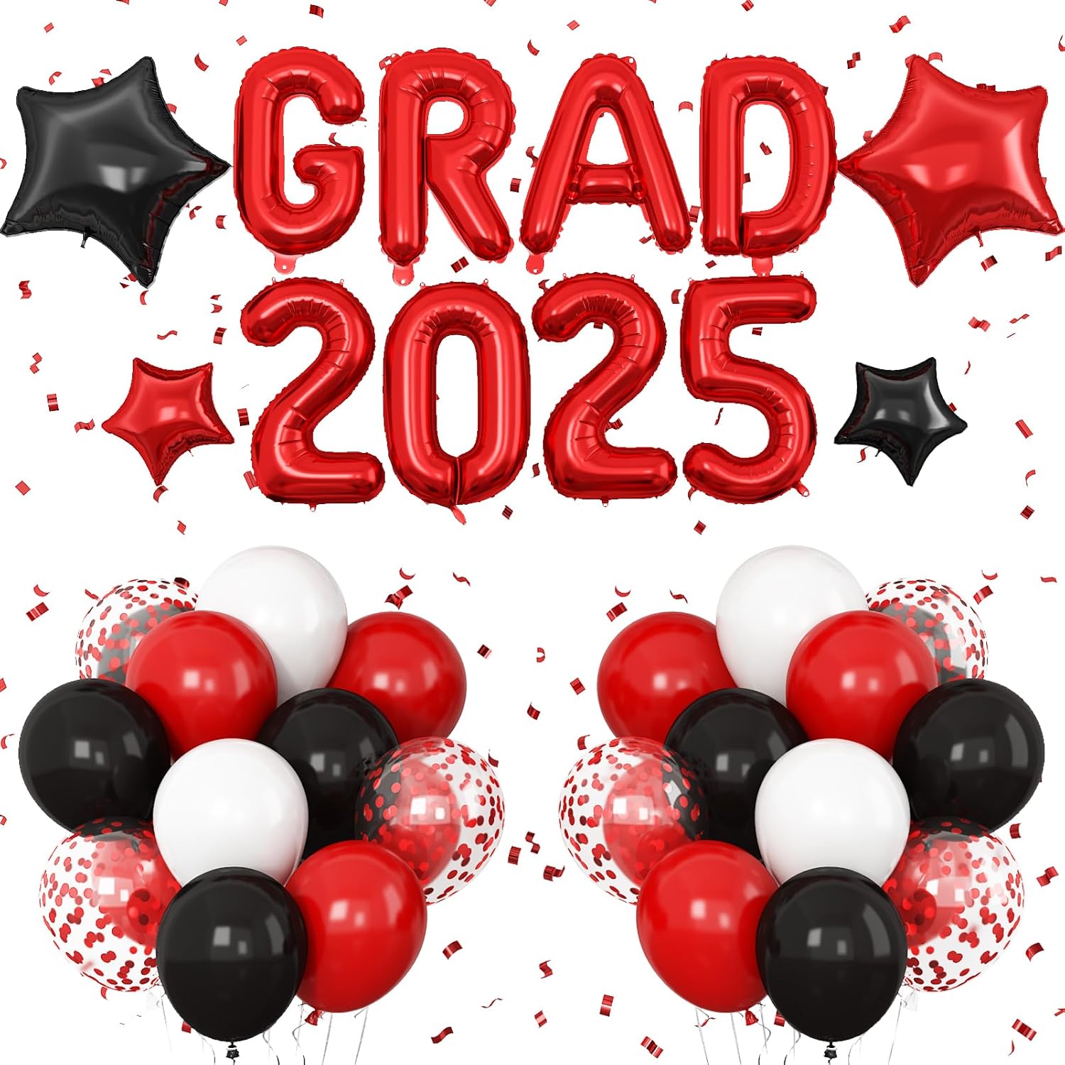 Amazon.com: Red Black Graduation Decorations Class of 2025, GRAD 2025 ...