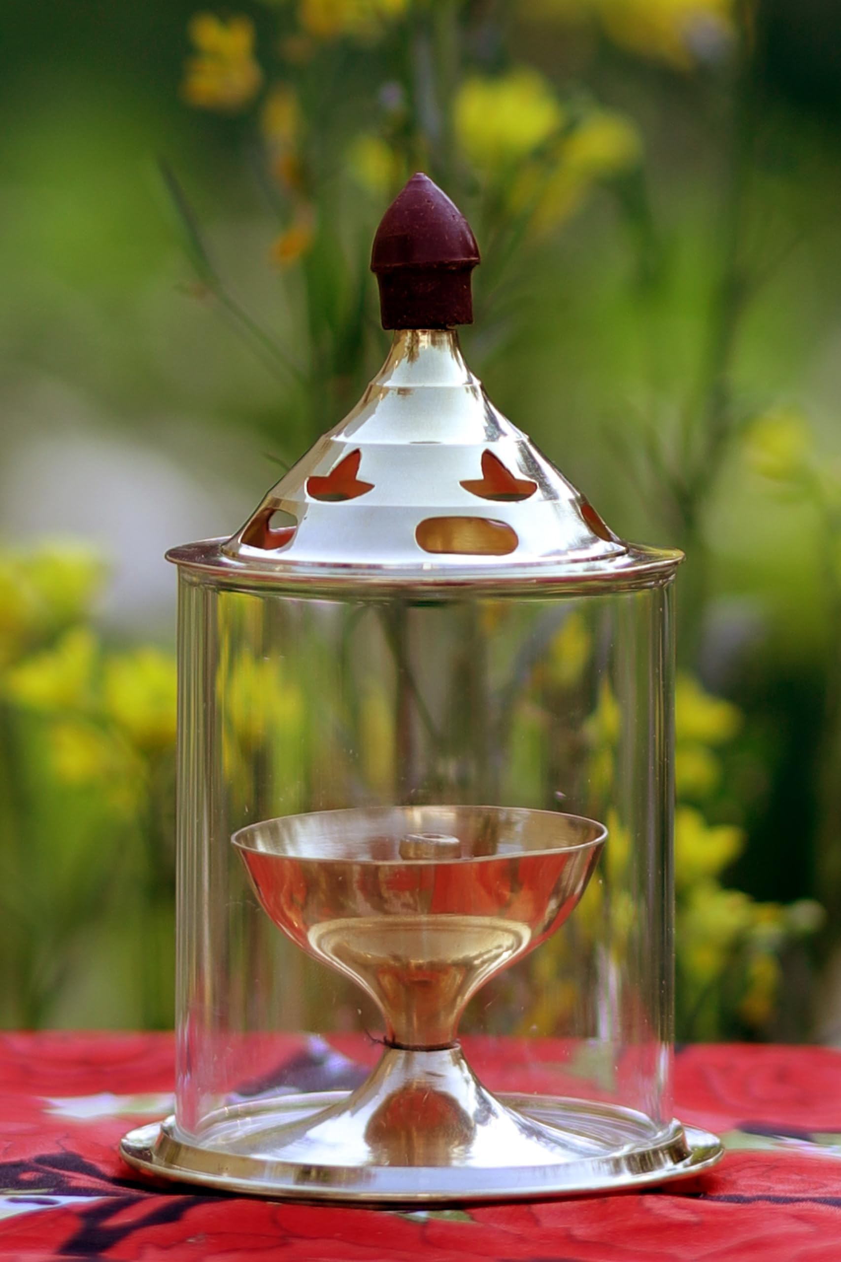 Buy Heaven Decor Brass and Glass akhand deep Diya with Cover for Puja ...