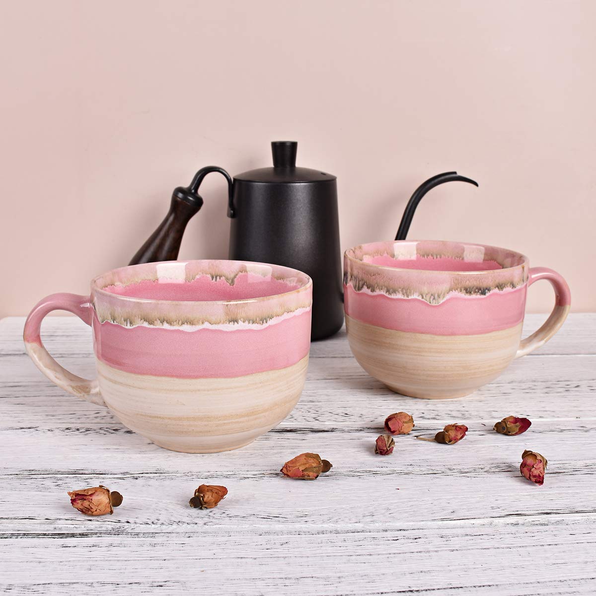 Snapklik.com : Bosmarlin Large Ceramic Coffee Mug Set Of 2, Stoneware ...