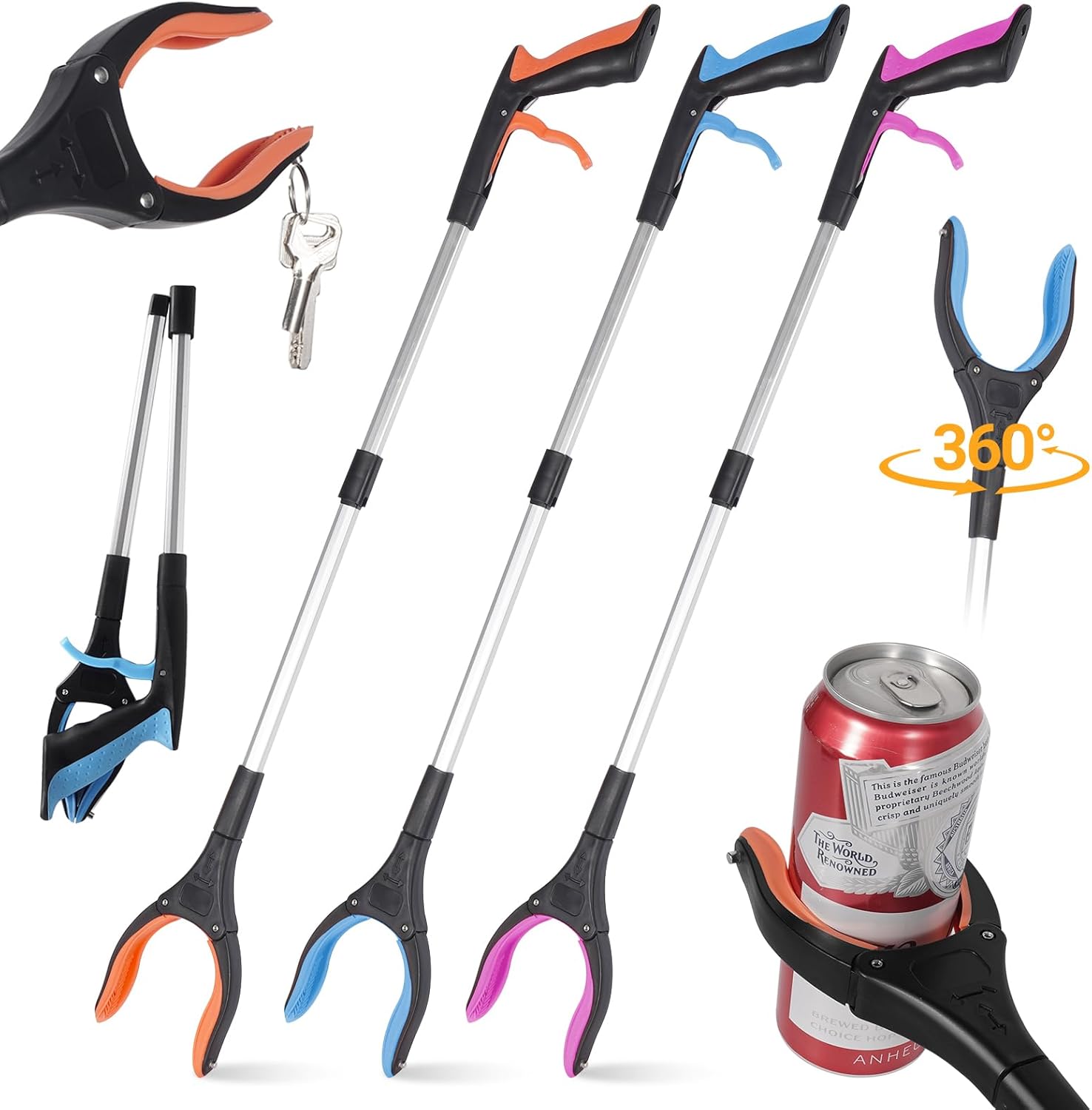 Amazon.com: ACOSEA 3-Pack Grabber Reacher Tool,32" Long Foldable ...