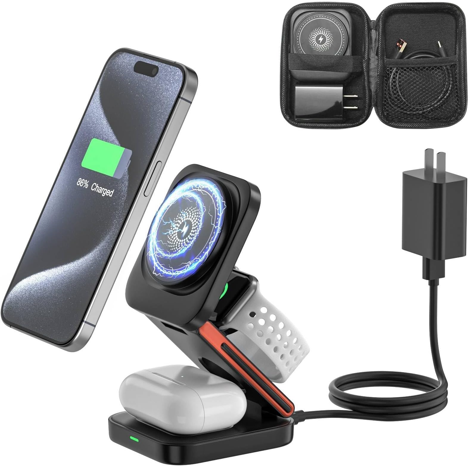 Amazon.com: Foldable Wireless Charger 3 in 1-Magnetic Wireless Charging ...