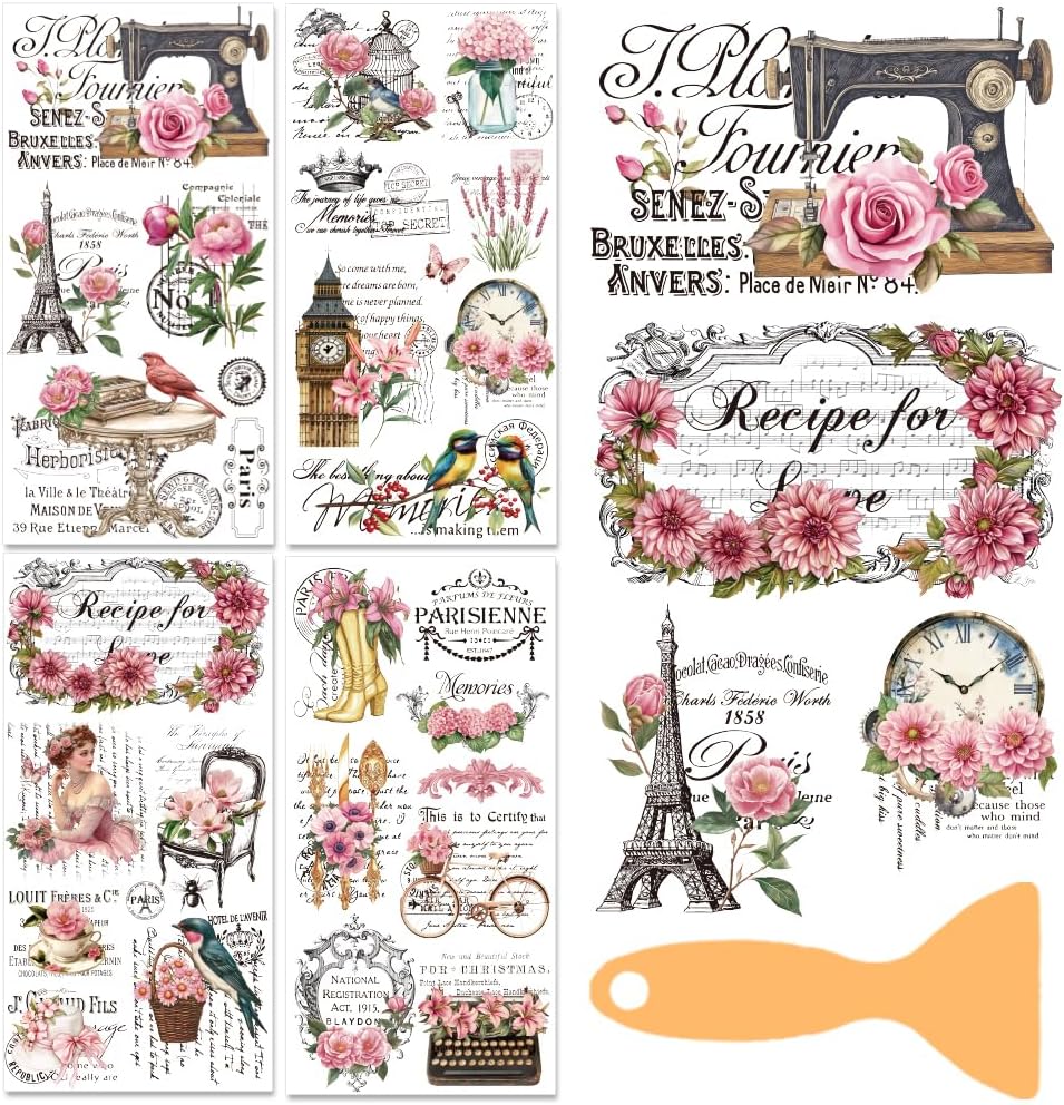 Amazon.com: GSS Designs Vintage Roses Rub on Transfers for Furniture ...