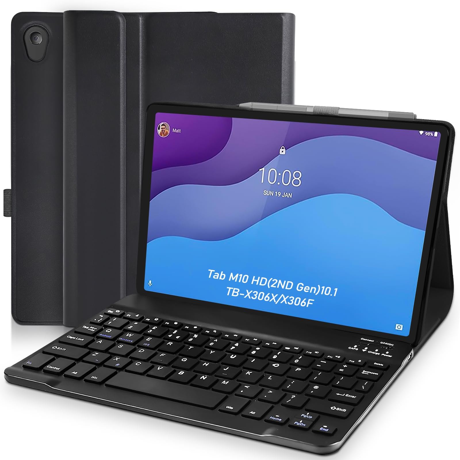 Lenovo Tab M10 HD (2nd Gen) Keyboard Case (UK Layout), Lenovo Tab M10 ...