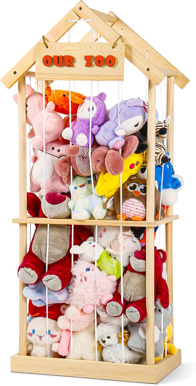 Amazon.com: Purelax Stuffed Animal Storage - Stuffed Animal Zoo Wood ...