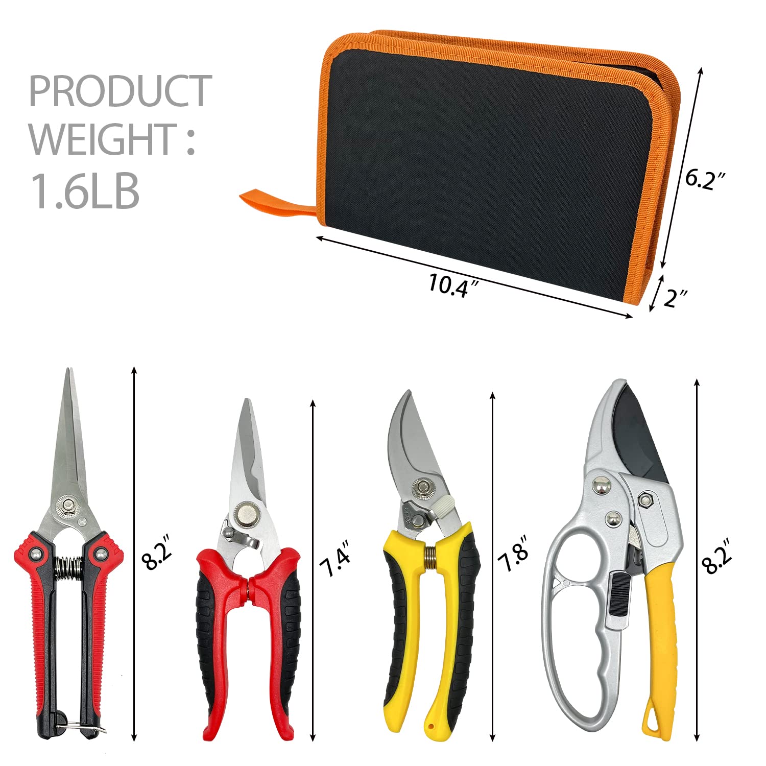 Snapklik.com : Sutekus 4 Pack Garden Pruning Set Shears Hand Pruners ...