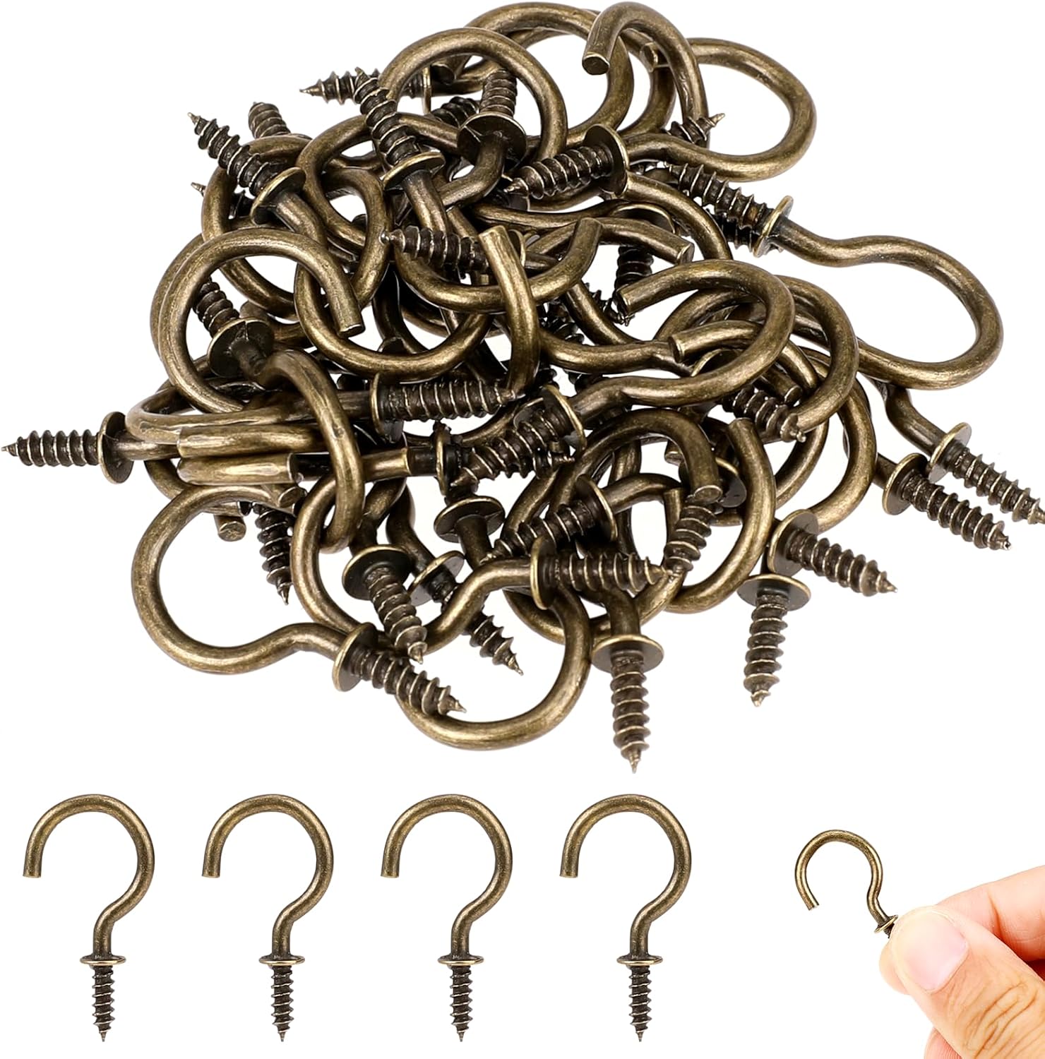 Amazon.com: KALIONE 40 Packs Small Screw Hooks 7/8 In Screw-In Cup ...