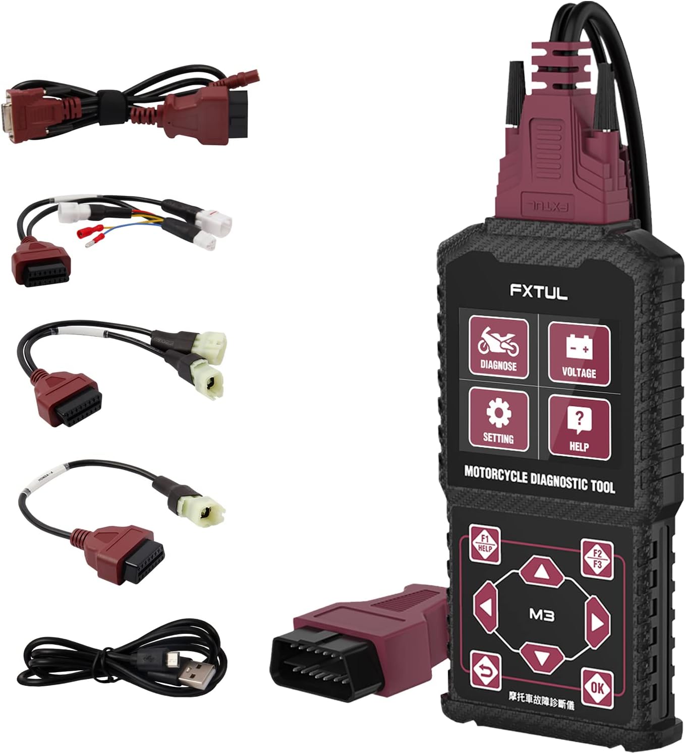 Amazon.com: FXTUL M3-A Motorcycle Diagnostic Tool OBD2 Scanner Fits for Yamaha Honda Kawasaki ...