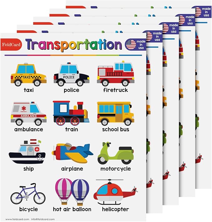 Amazon.com: Transportation Chart for Preschool to Grade 1 – Bright and ...