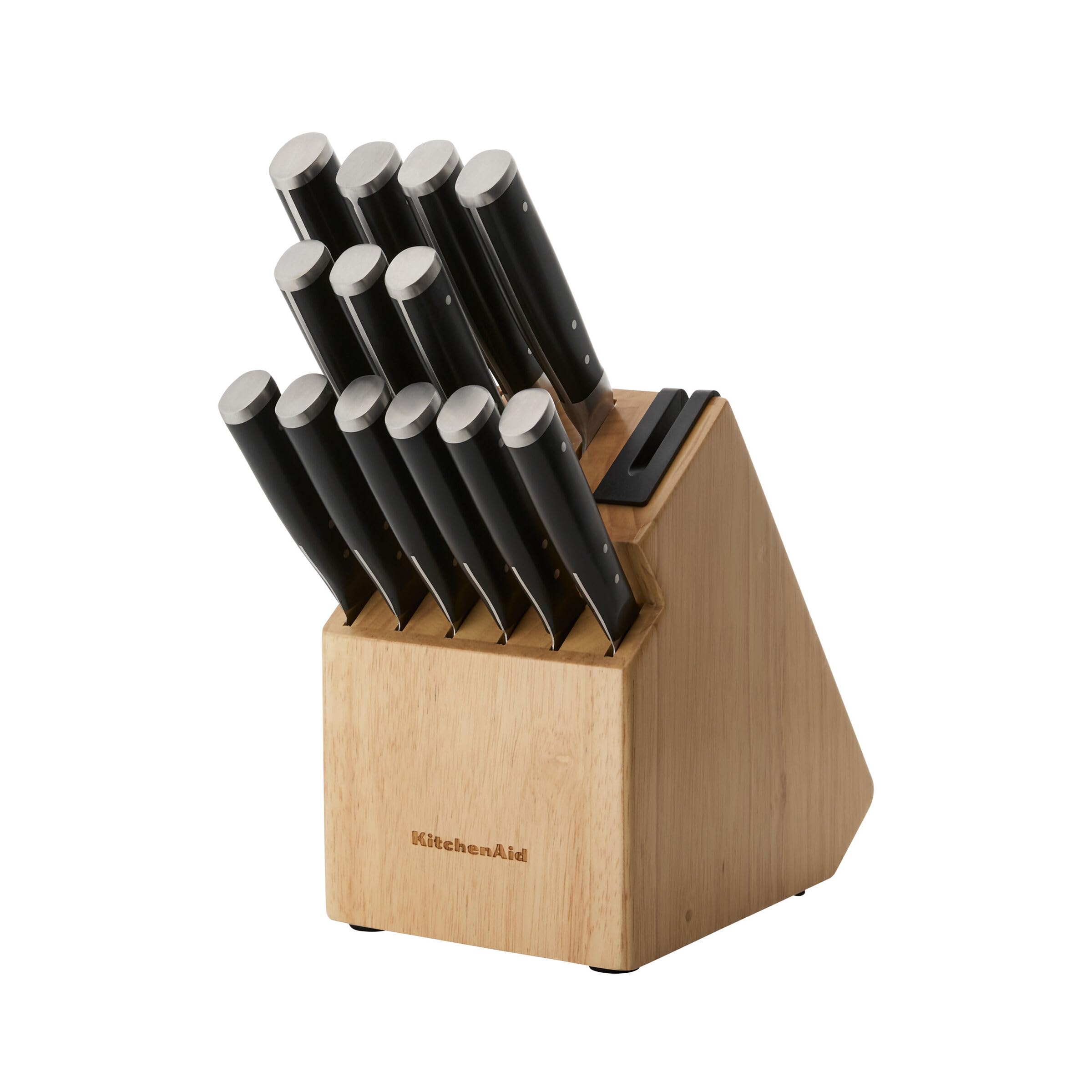 Amazon.com: KitchenAid Forged Triple Riveted Knife Block Set with Built ...