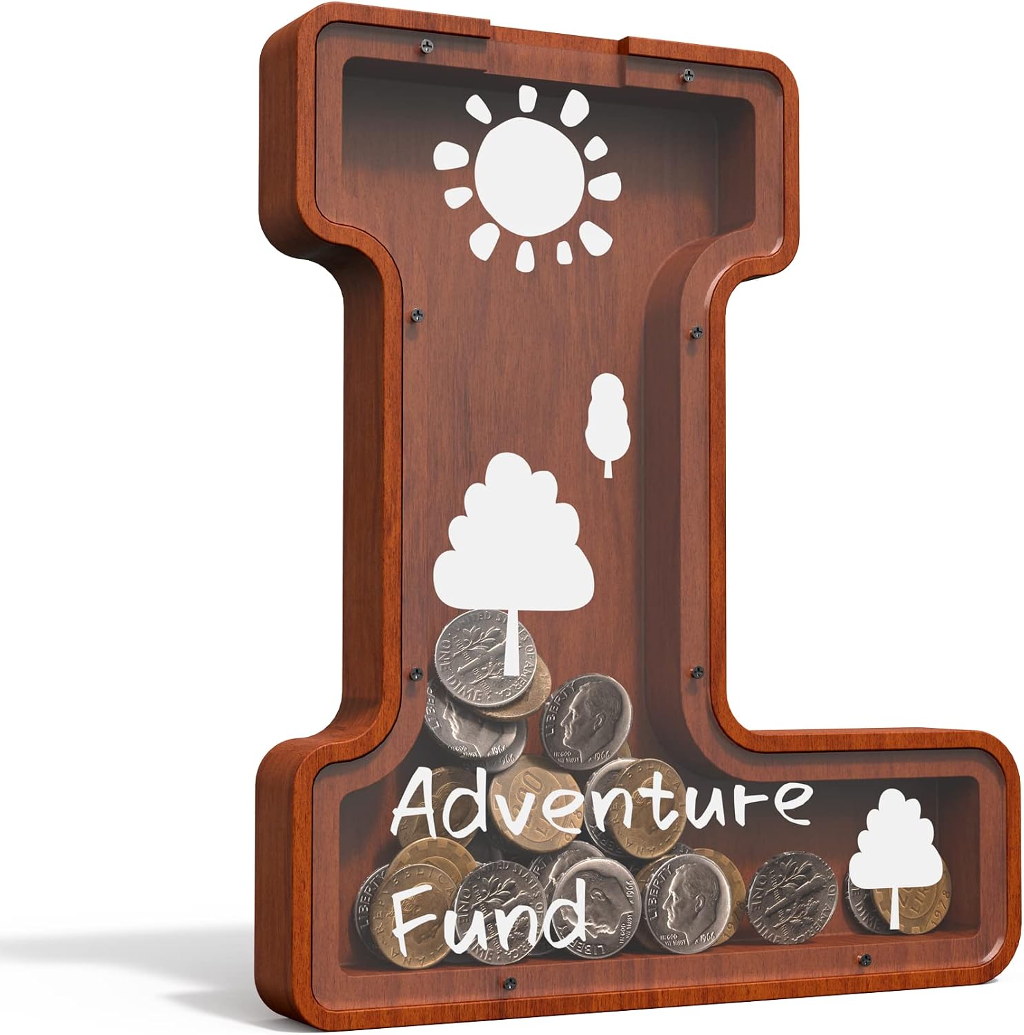 Amazon.com : Wooden Piggy Bank, 10-Inch Large Money Bank Letter L for ...
