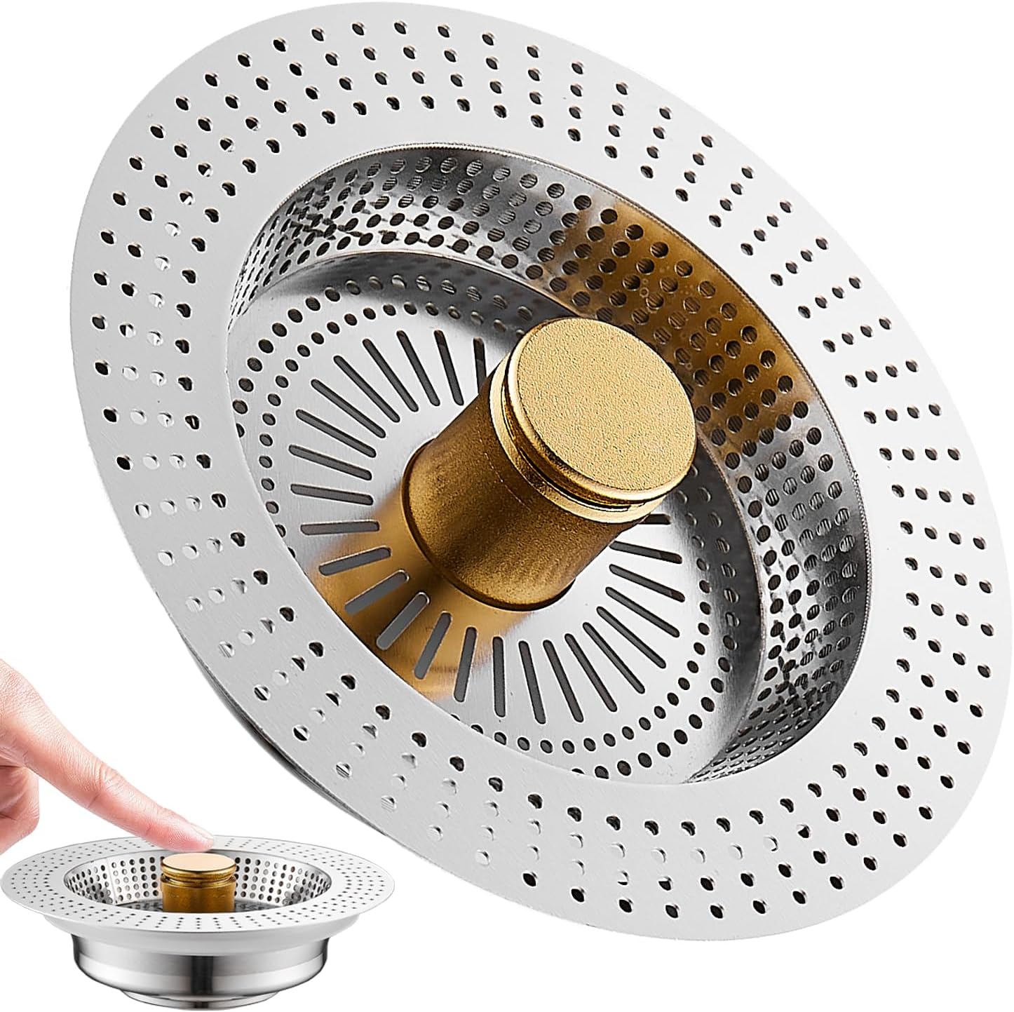 LASSHSWA Upgraded 3 in 1 Kitchen Sink Drain Strainer Stopper, Pop Up ...