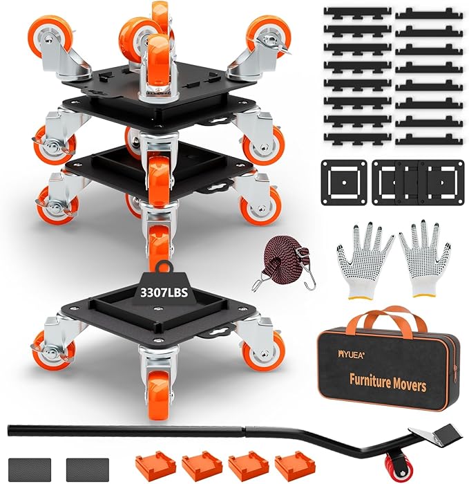 Amazon.com: MYUEA Furniture Dolly 5 Wheels Heavy Duty with Removable ...