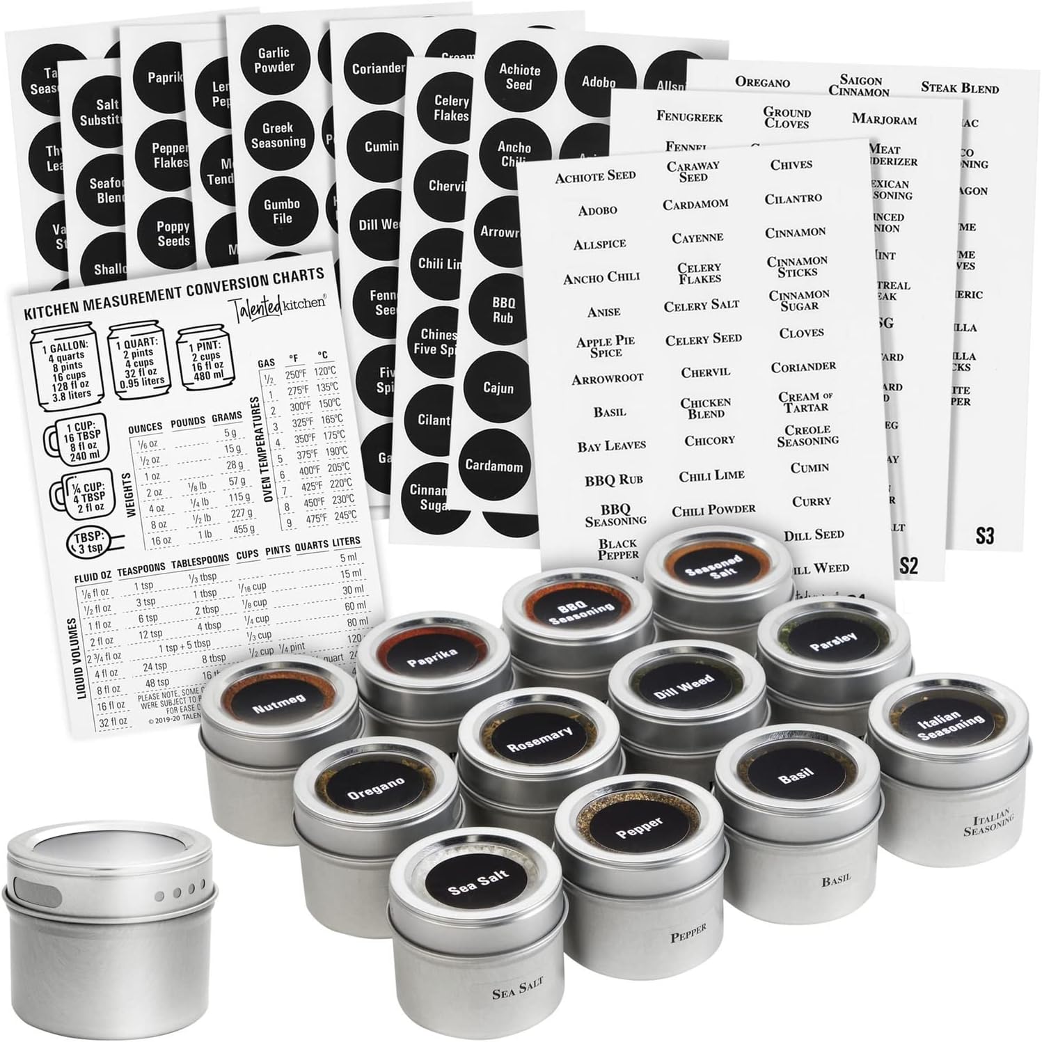 Amazon.com: IMPRESA 15 Pack Hexagonal Magnetic Spice Jars, Includes 60 ...