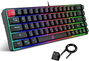 Amazon.com: Snpurdiri 60% Gaming Keyboard, Ergonomic Small Mini Gaming ...