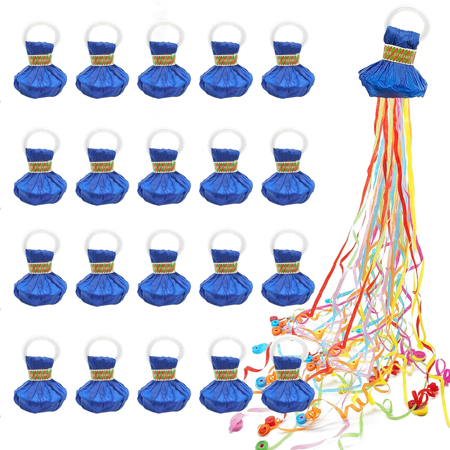 Amazon.com: 20 Pack No Mess Streamers,Colorful No Mess Paper Crackers ...